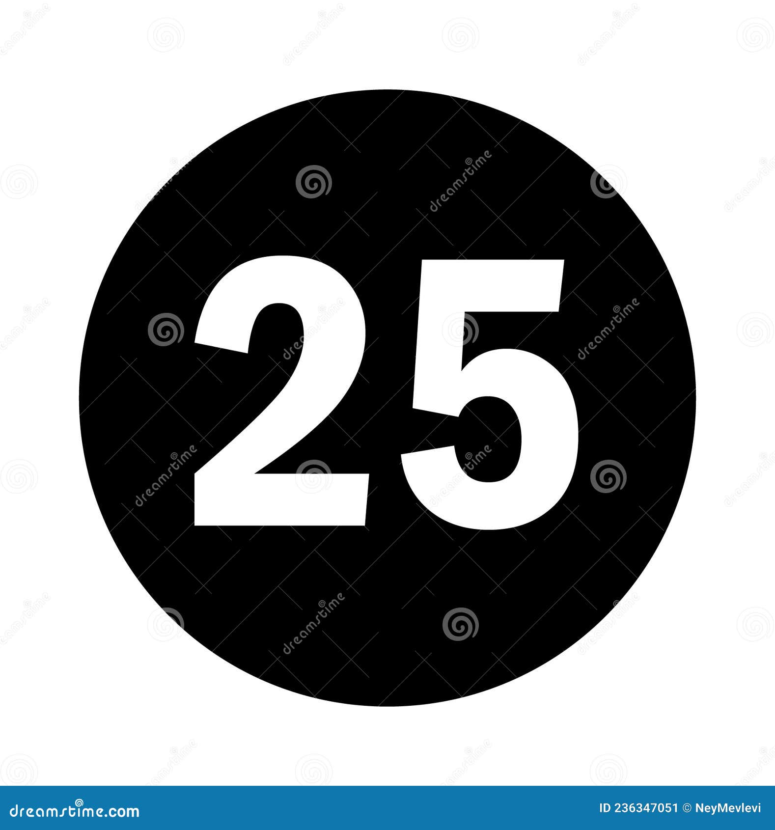 Number 25 Logo with Black Circle Background Stock Vector - Illustration ...