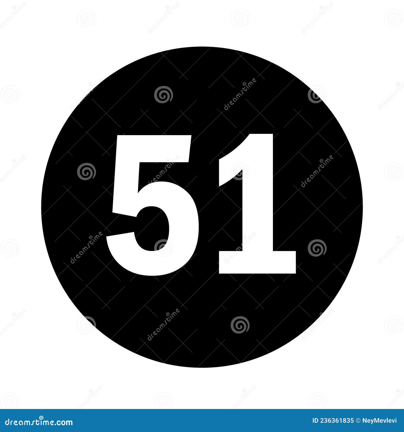 Number 51 Logo with Black Circle Background Stock Vector - Illustration ...