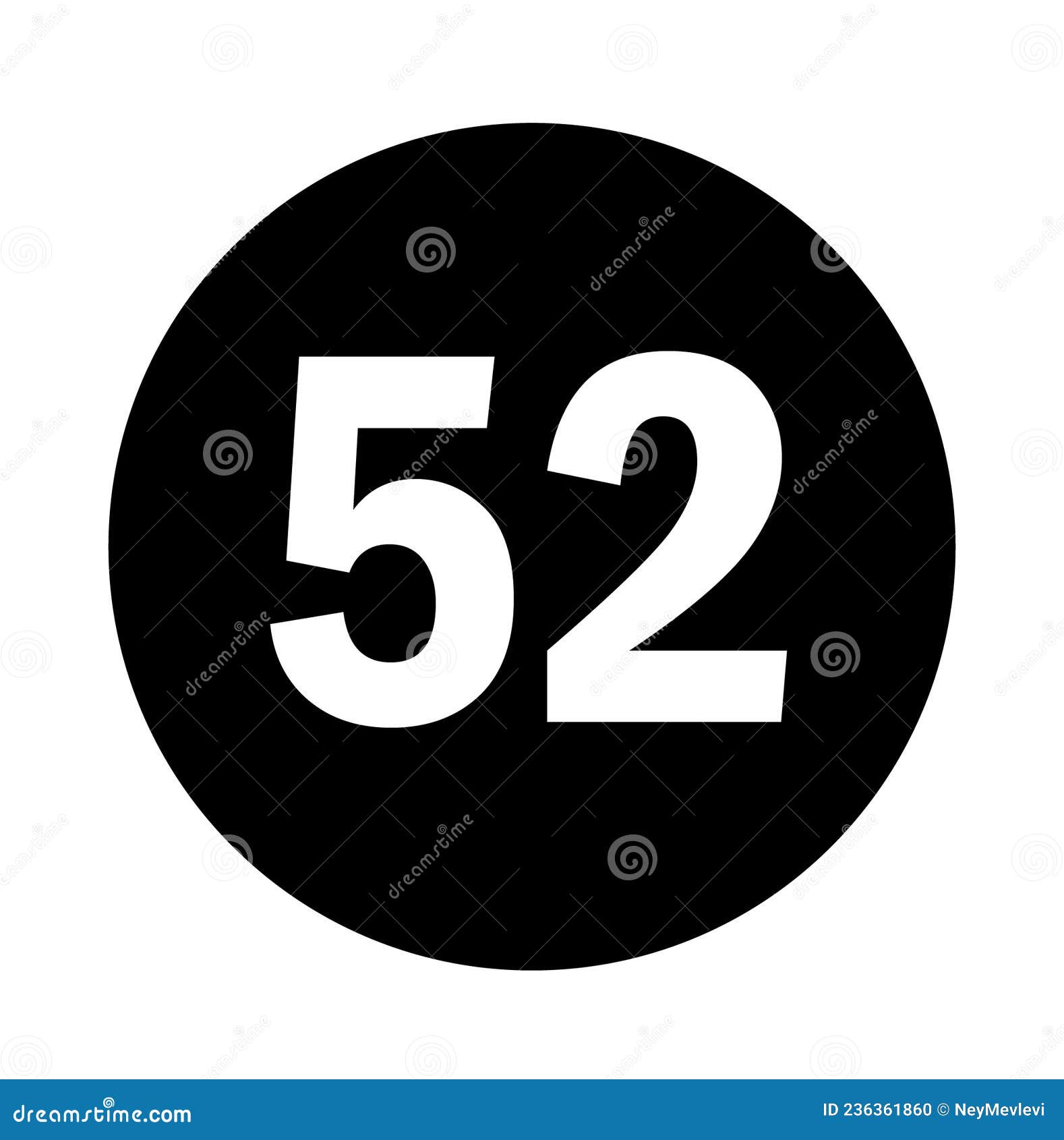Number 52 Logo with Black Circle Background Stock Vector - Illustration ...