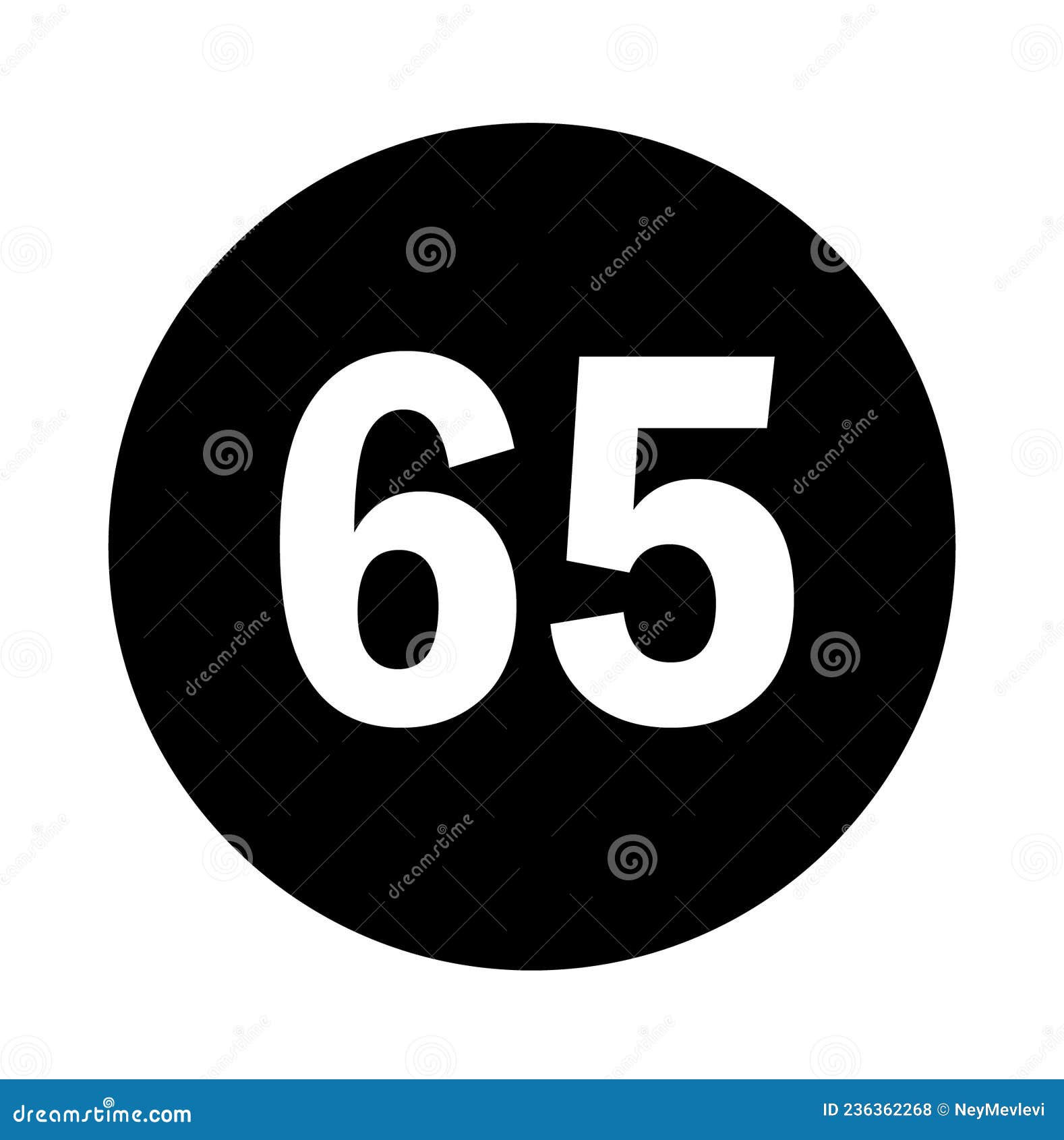 Number 65 Logo with Black Circle Background Stock Vector - Illustration ...