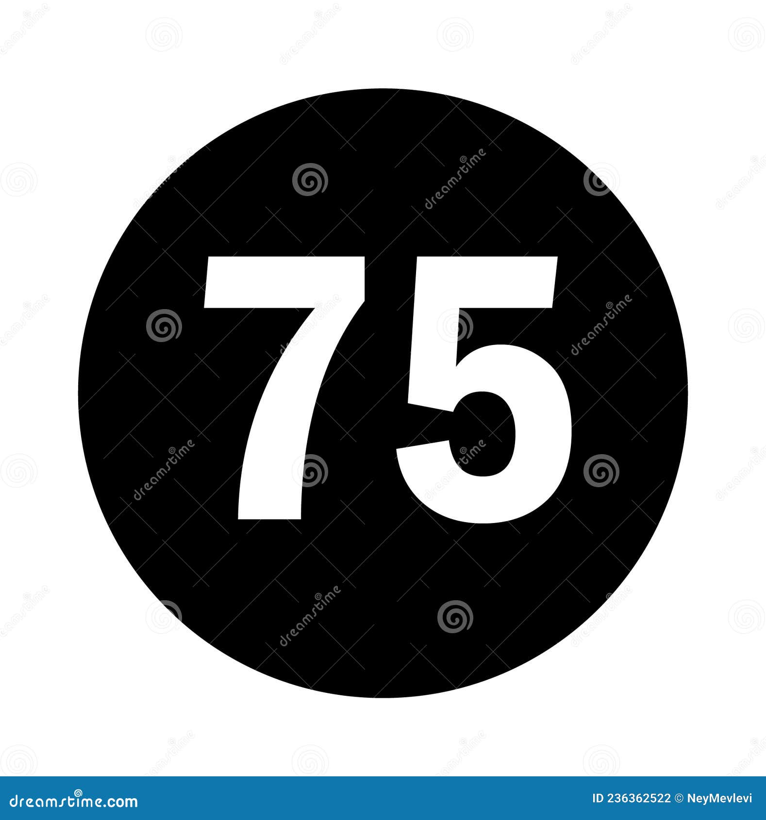 Number 75 Logo with Black Circle Background Stock Vector - Illustration ...