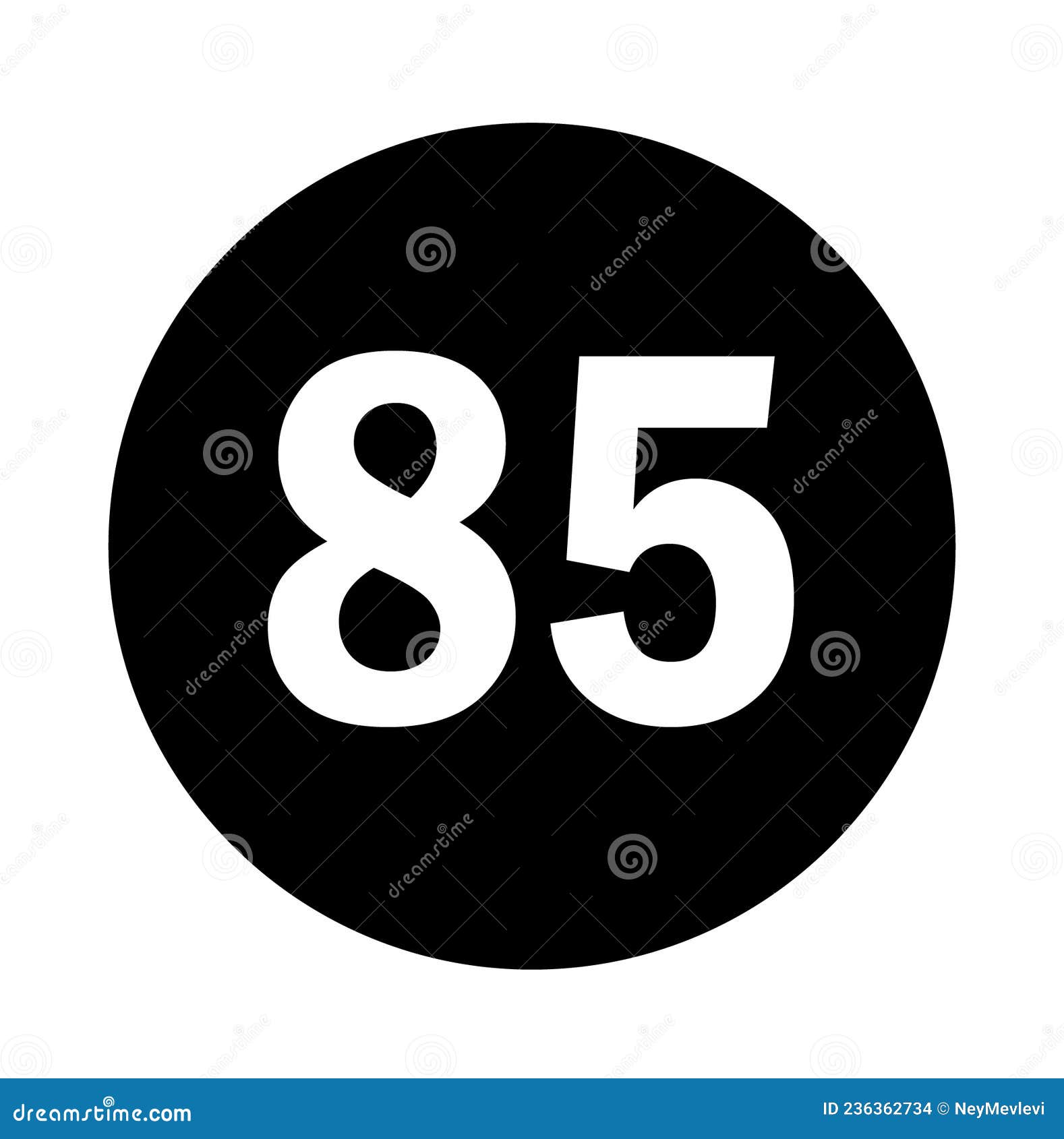 Number 85 Logo with Black Circle Background Stock Vector - Illustration ...