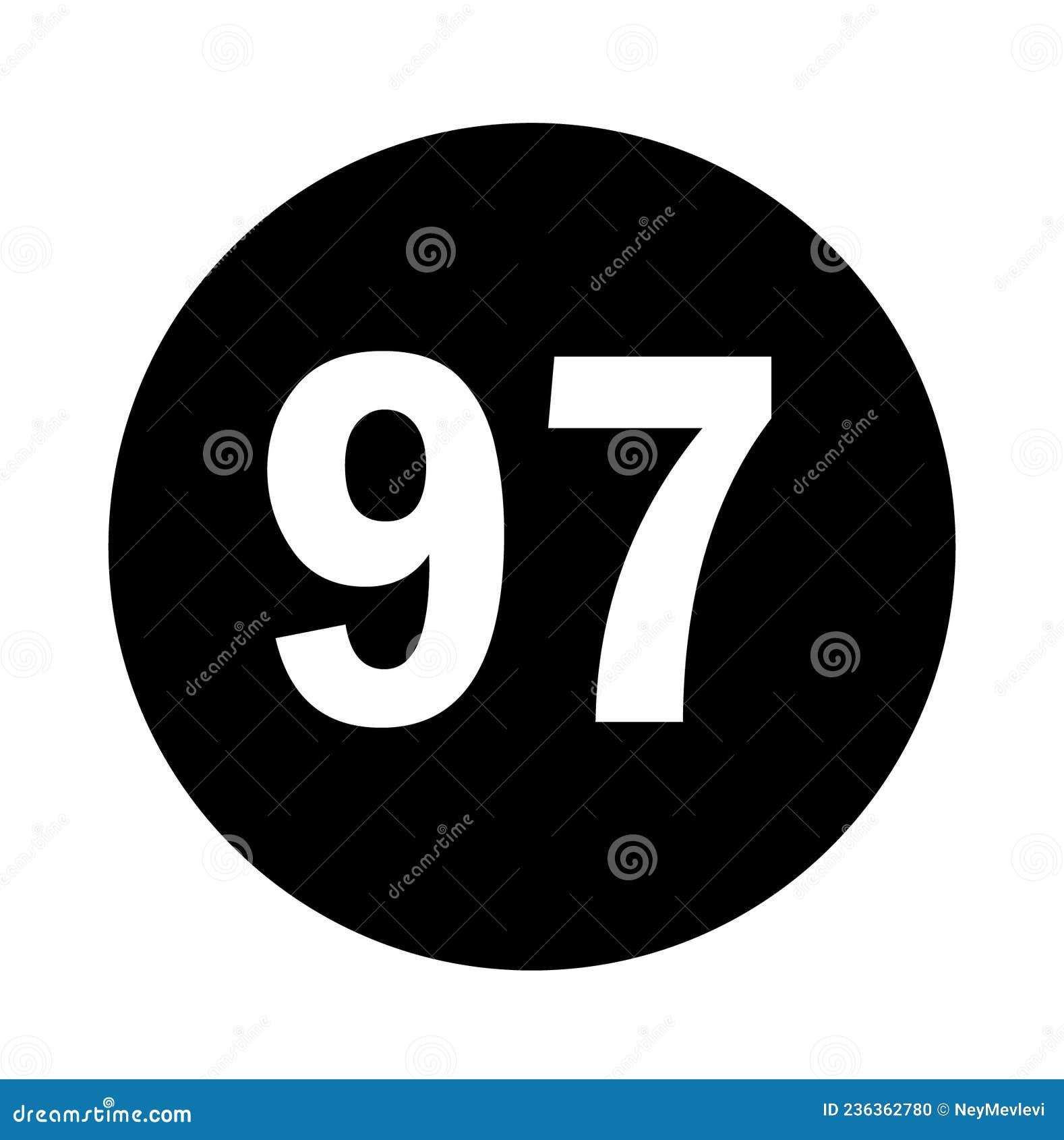 Number 97 Logo with Black Circle Background Stock Vector - Illustration ...