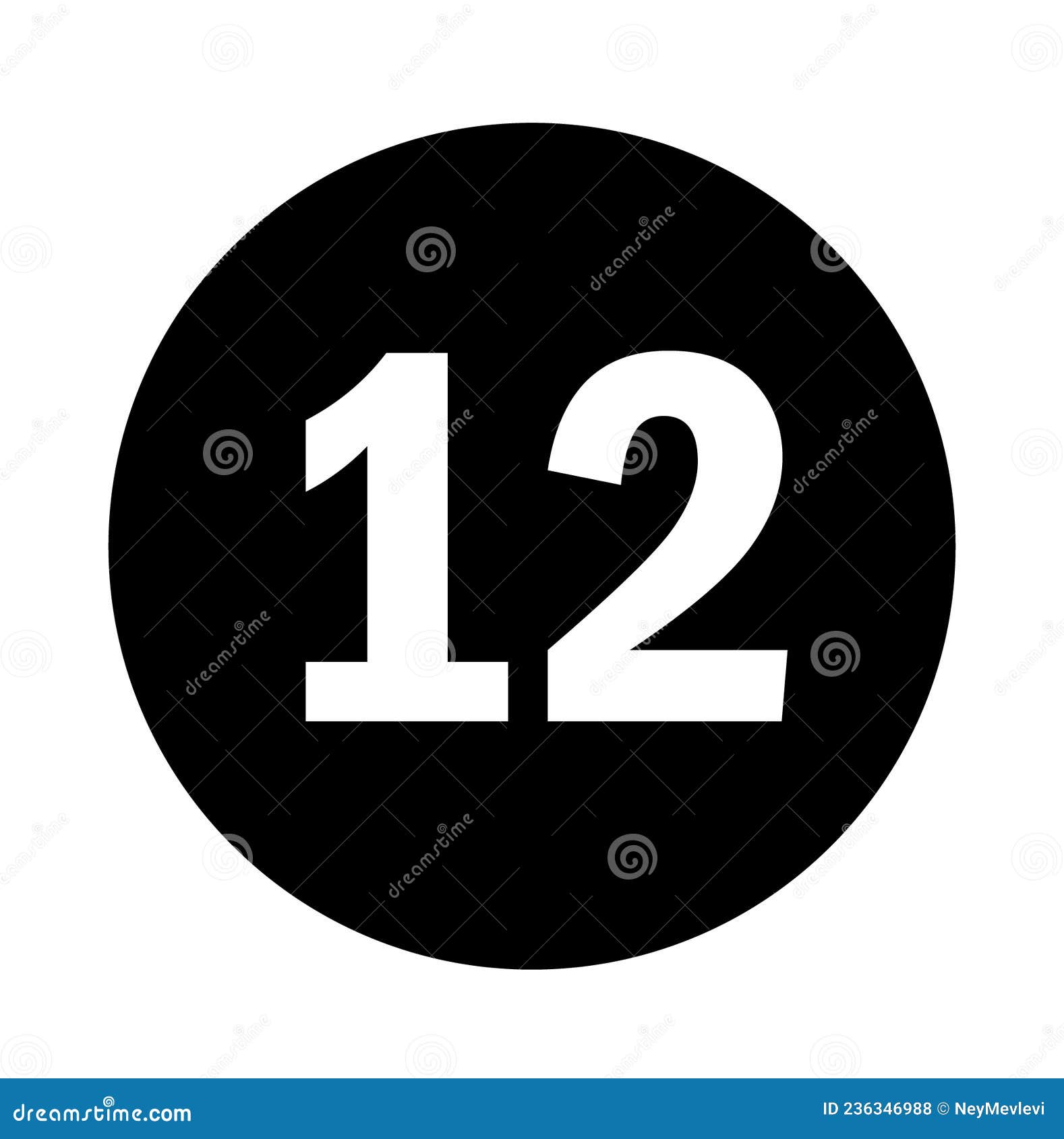 Number 12 Logo with Black Circle Background Stock Vector - Illustration ...