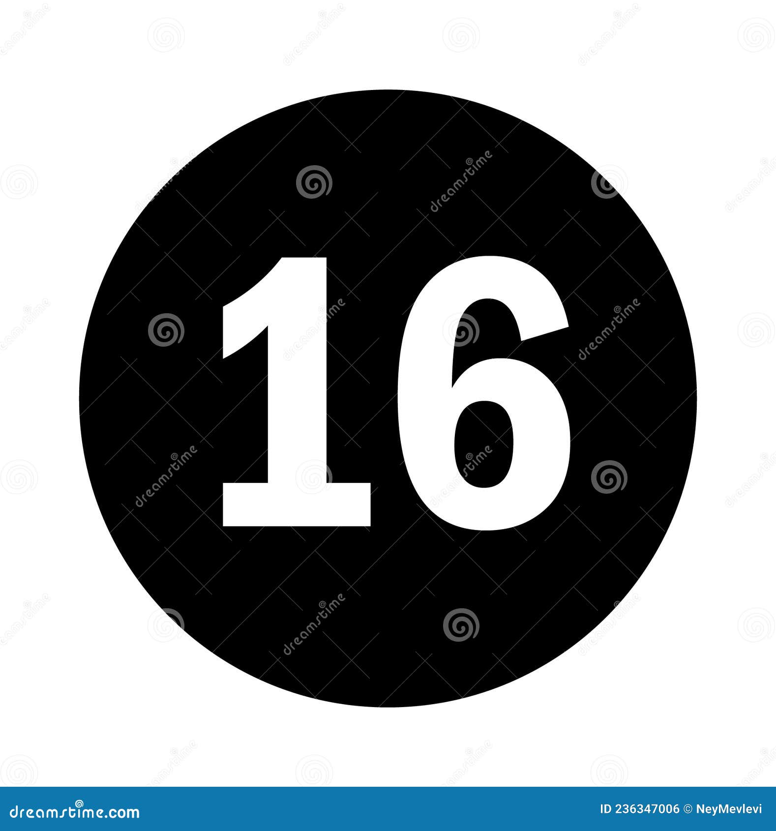Number 16 Logo with Black Circle Background Stock Vector - Illustration ...