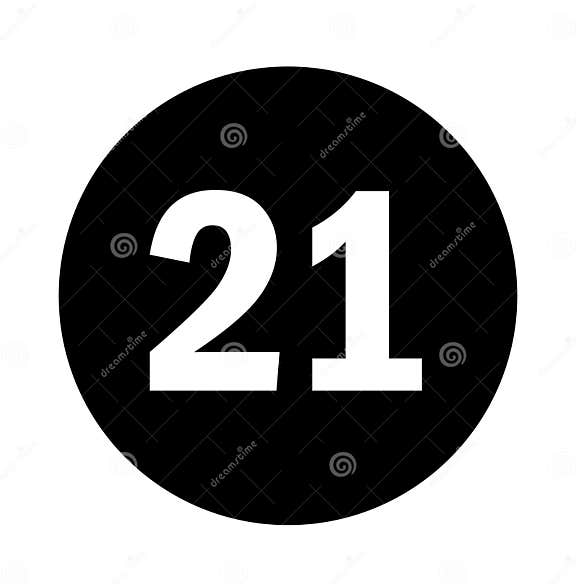 Number 21 Logo with Black Circle Background Stock Vector - Illustration ...
