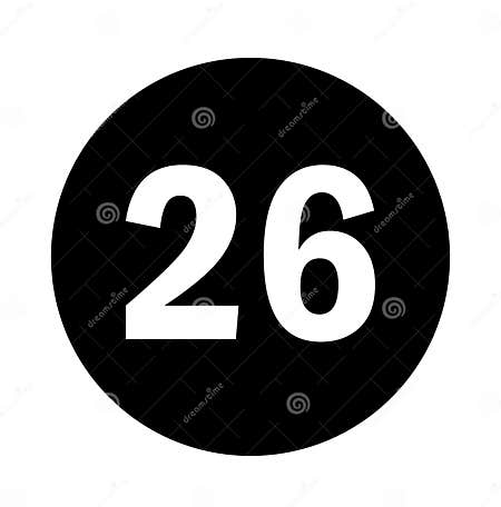 Number 26 Logo with Black Circle Background Stock Vector - Illustration ...