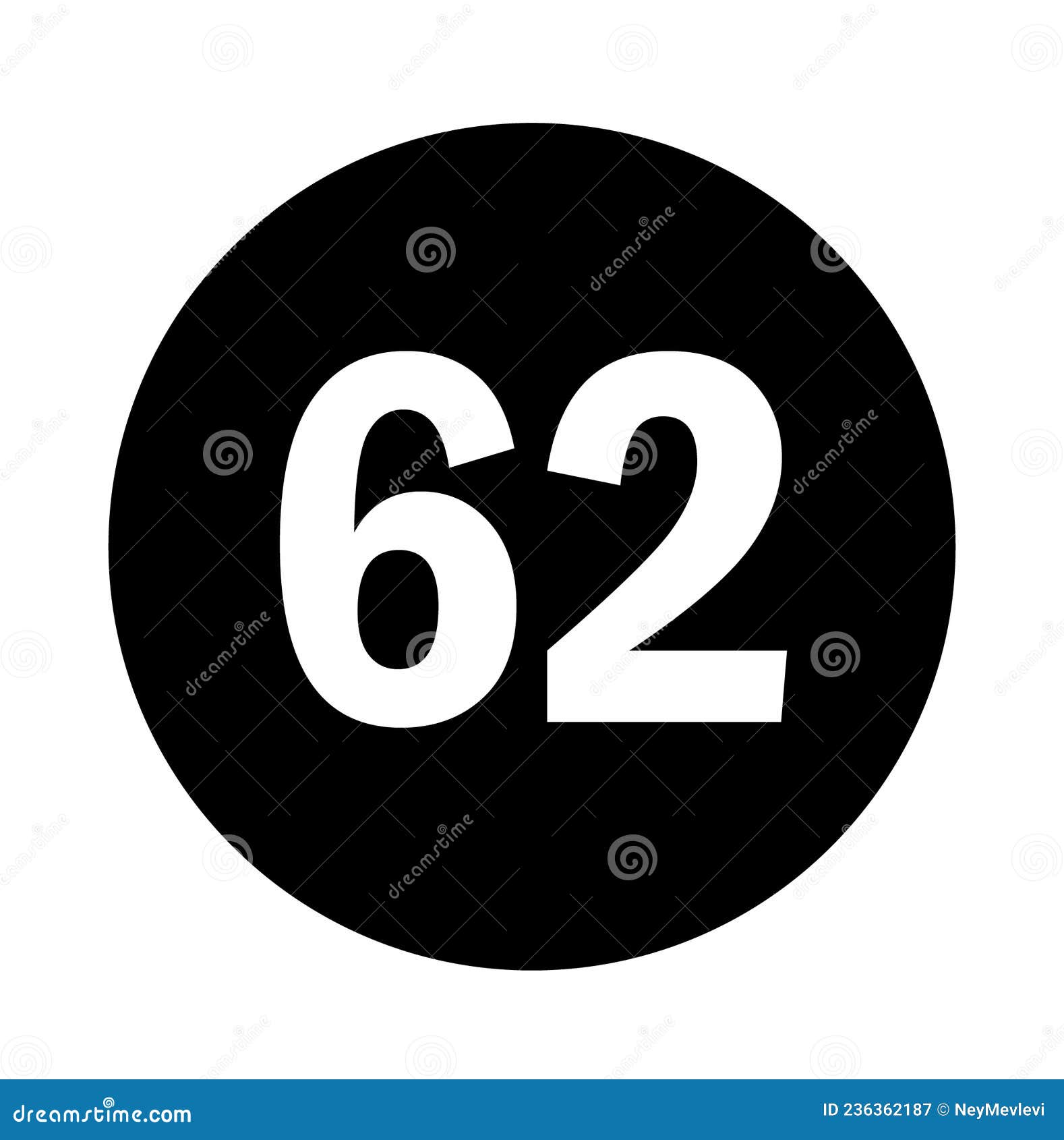 Number 62 Logo with Black Circle Background Stock Vector - Illustration ...