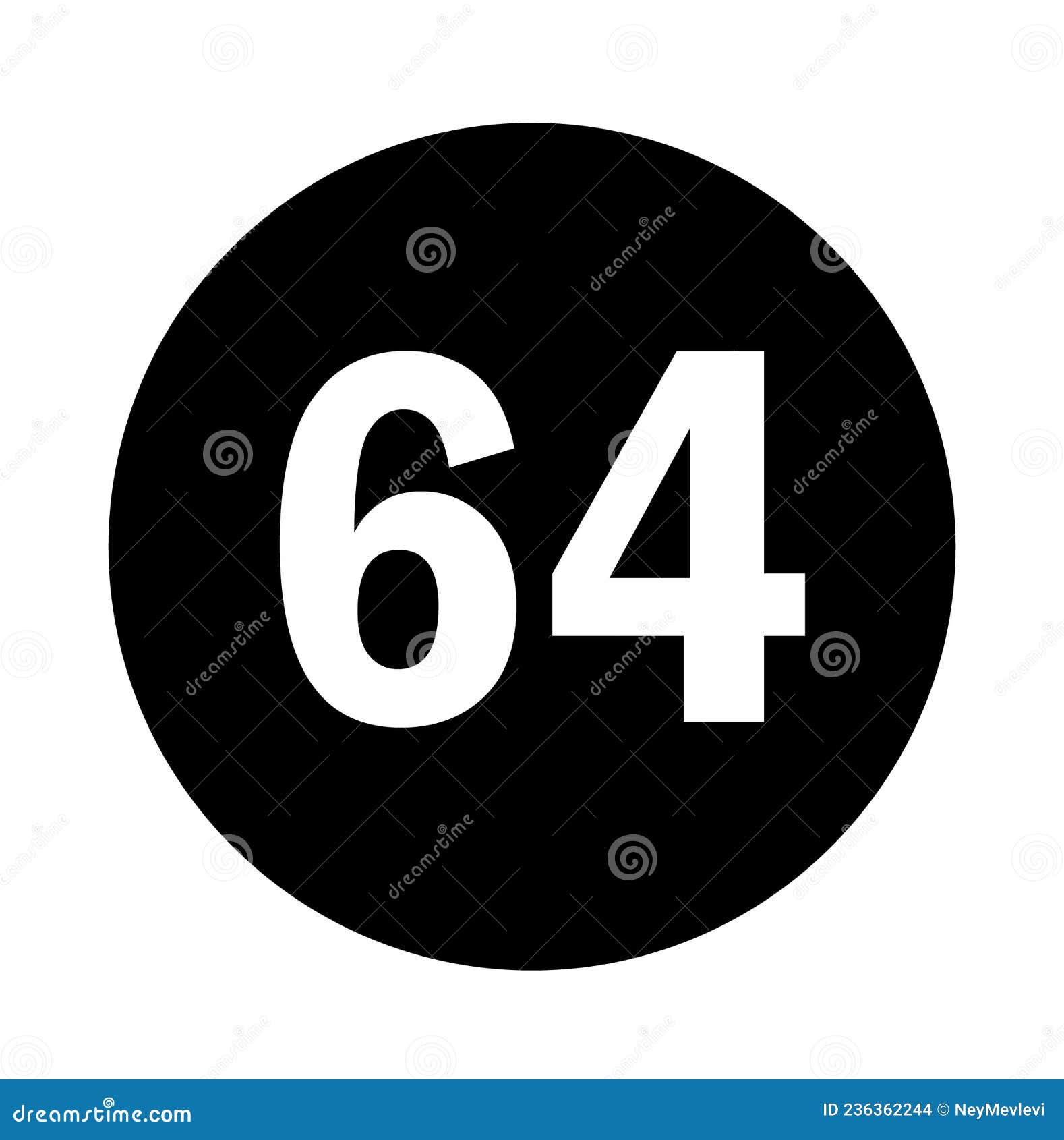 Number 64 Logo with Black Circle Background Stock Vector - Illustration ...