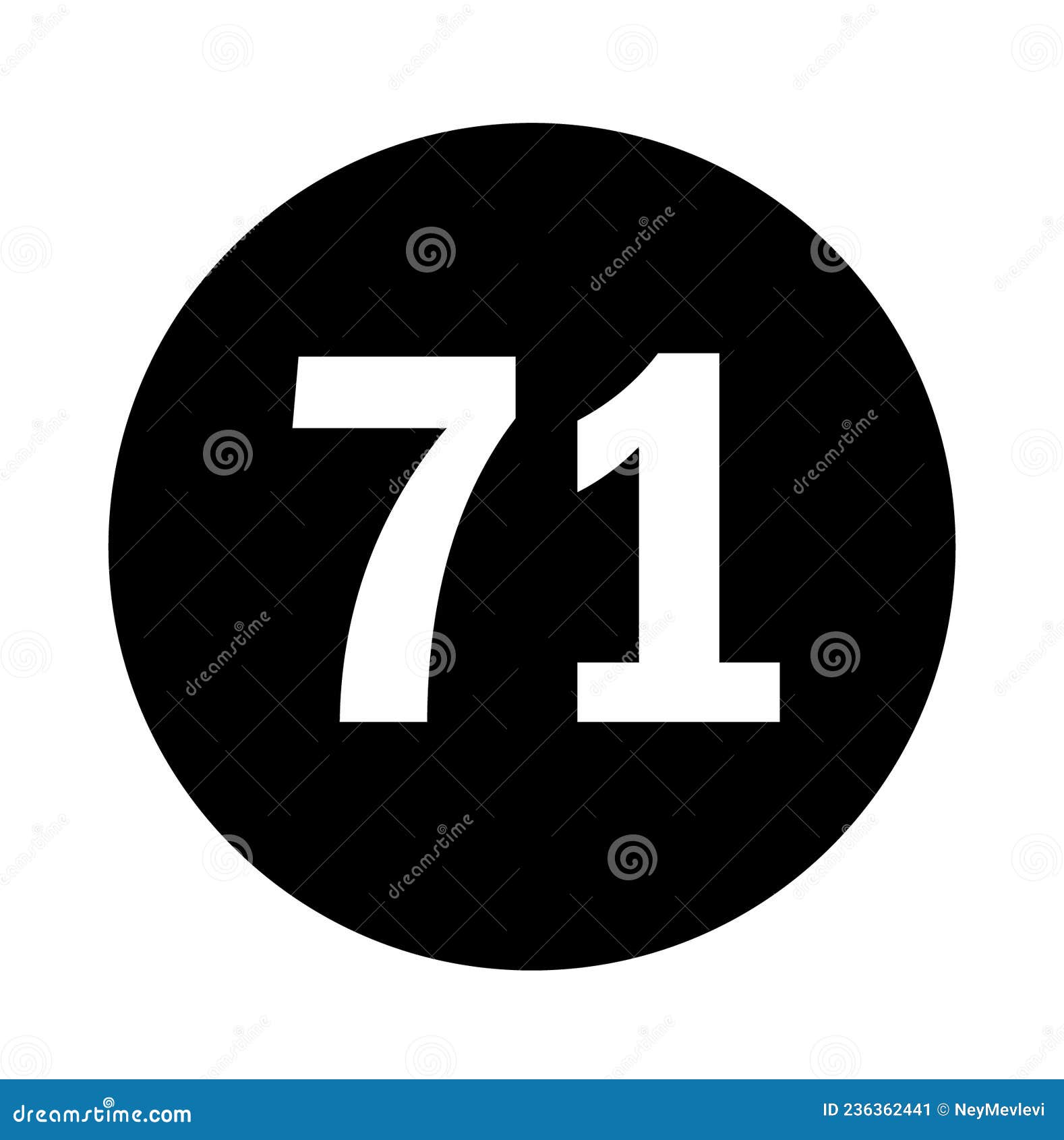 Number 71 Logo with Black Circle Background Stock Vector - Illustration ...