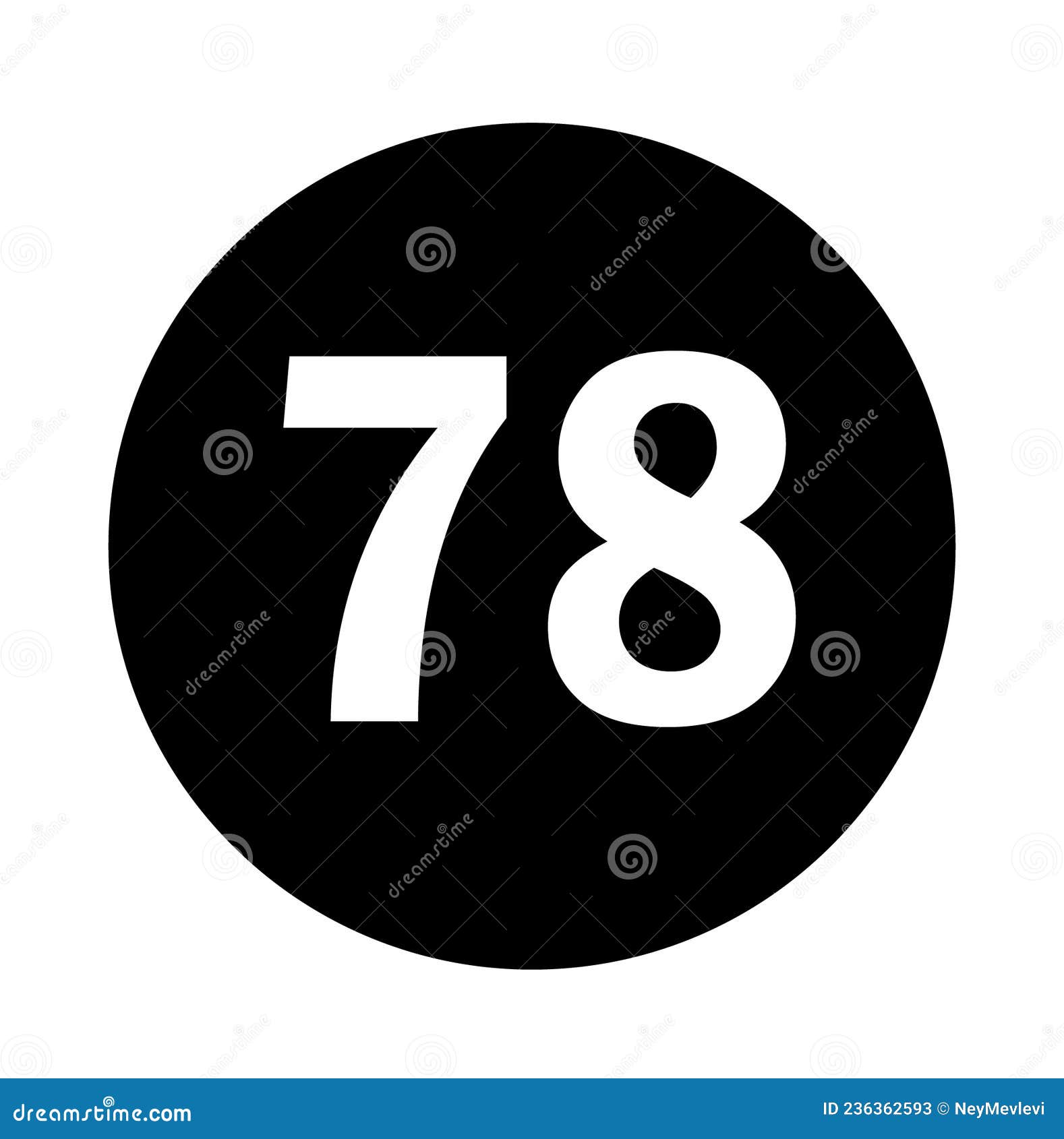 Number 78 Logo with Black Circle Background Stock Vector - Illustration ...