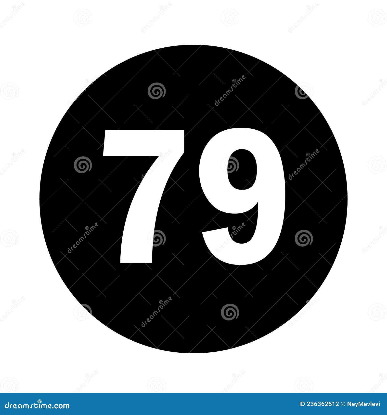 Number 79 Logo with Black Circle Background Stock Vector - Illustration ...