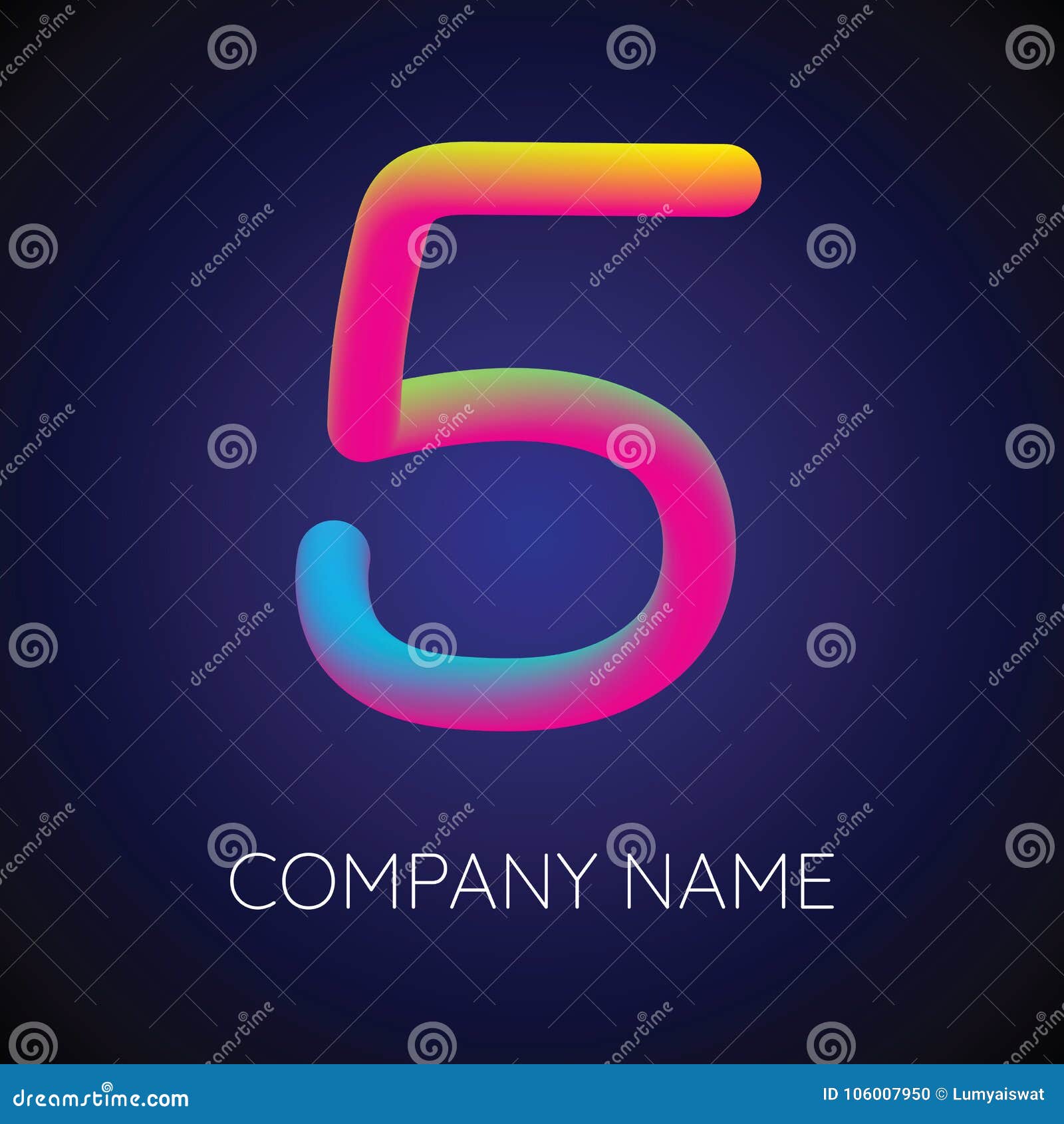 Number 5 Logo Blending Color Stock Vector - Illustration of abstract ...