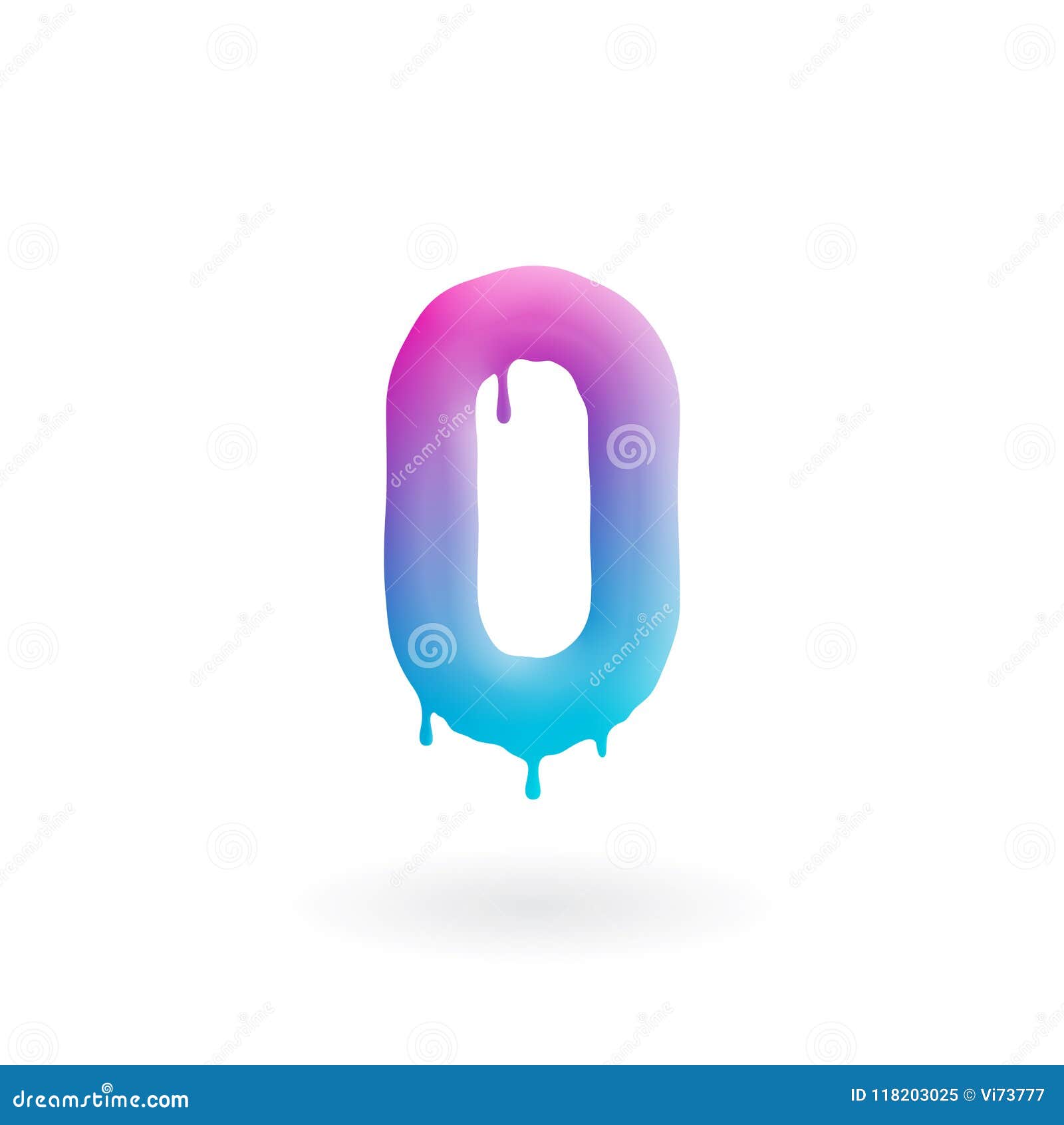 Number 0 Logo. Colored Paint Zero with Drips. Dripping Liquid Null ...