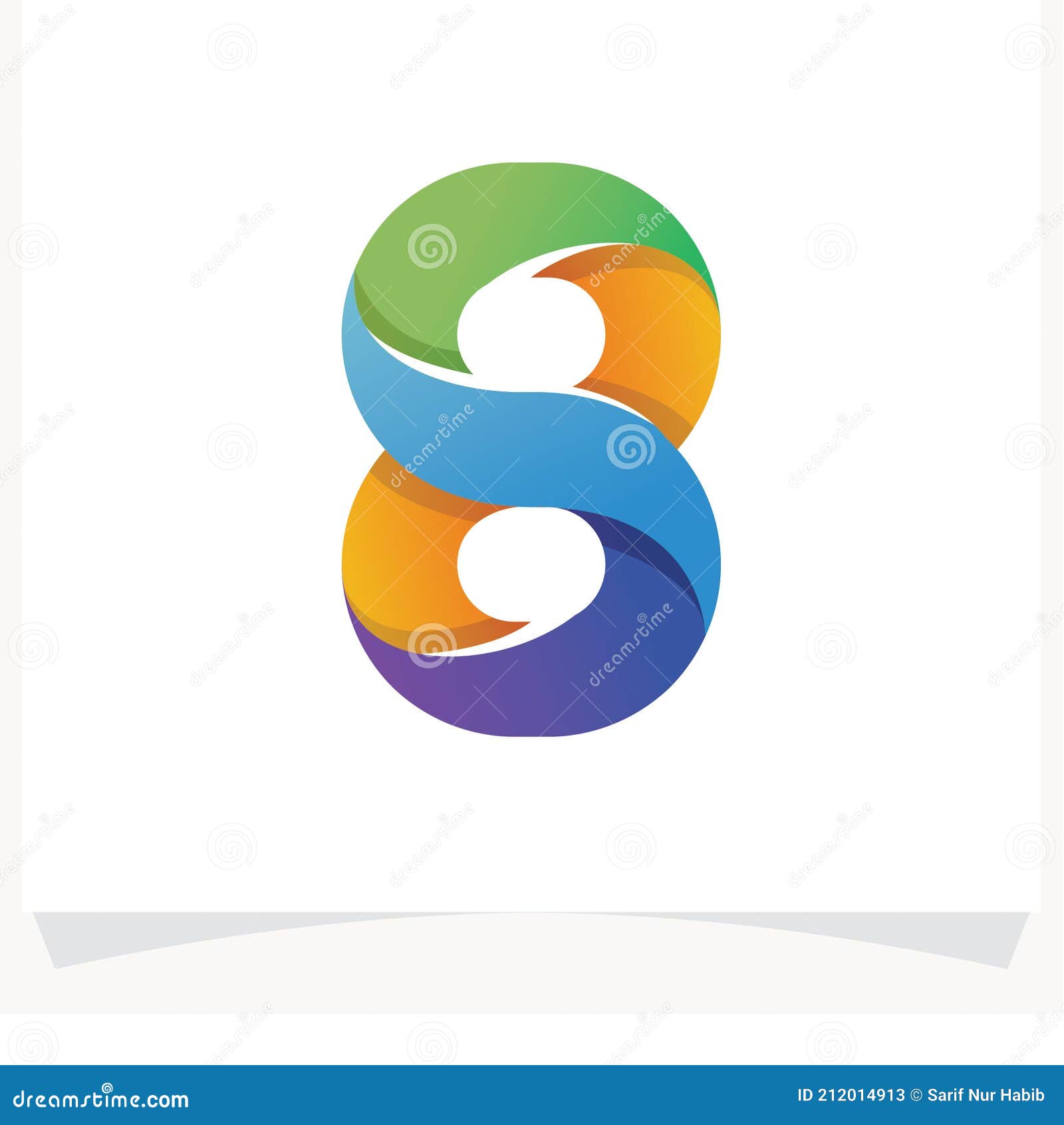 Number 8 Logo with Colorful Line Style. Logo Design Template Stock ...