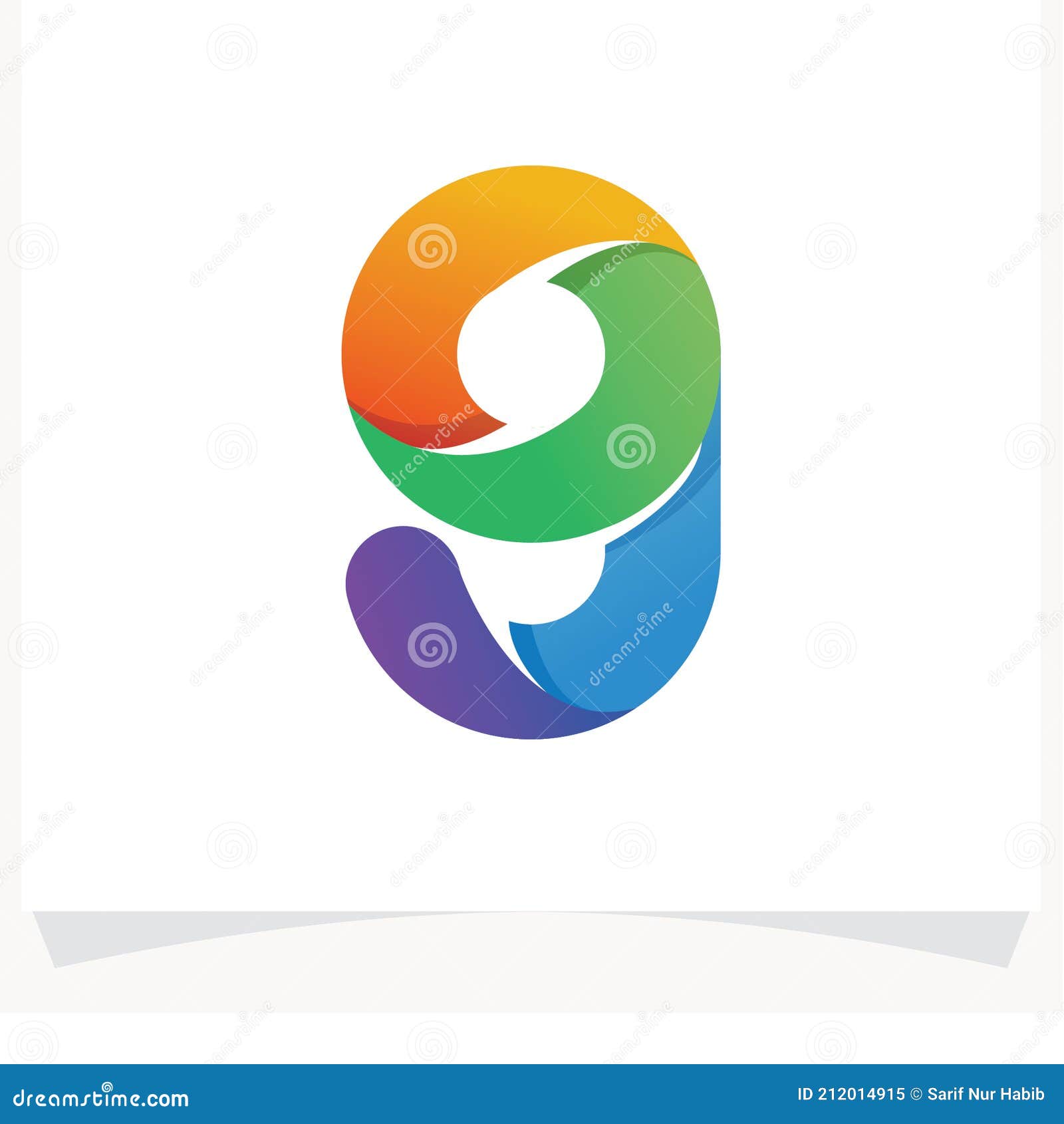 Number 9 Logo with Colorful Line Style. Logo Design Template Stock ...