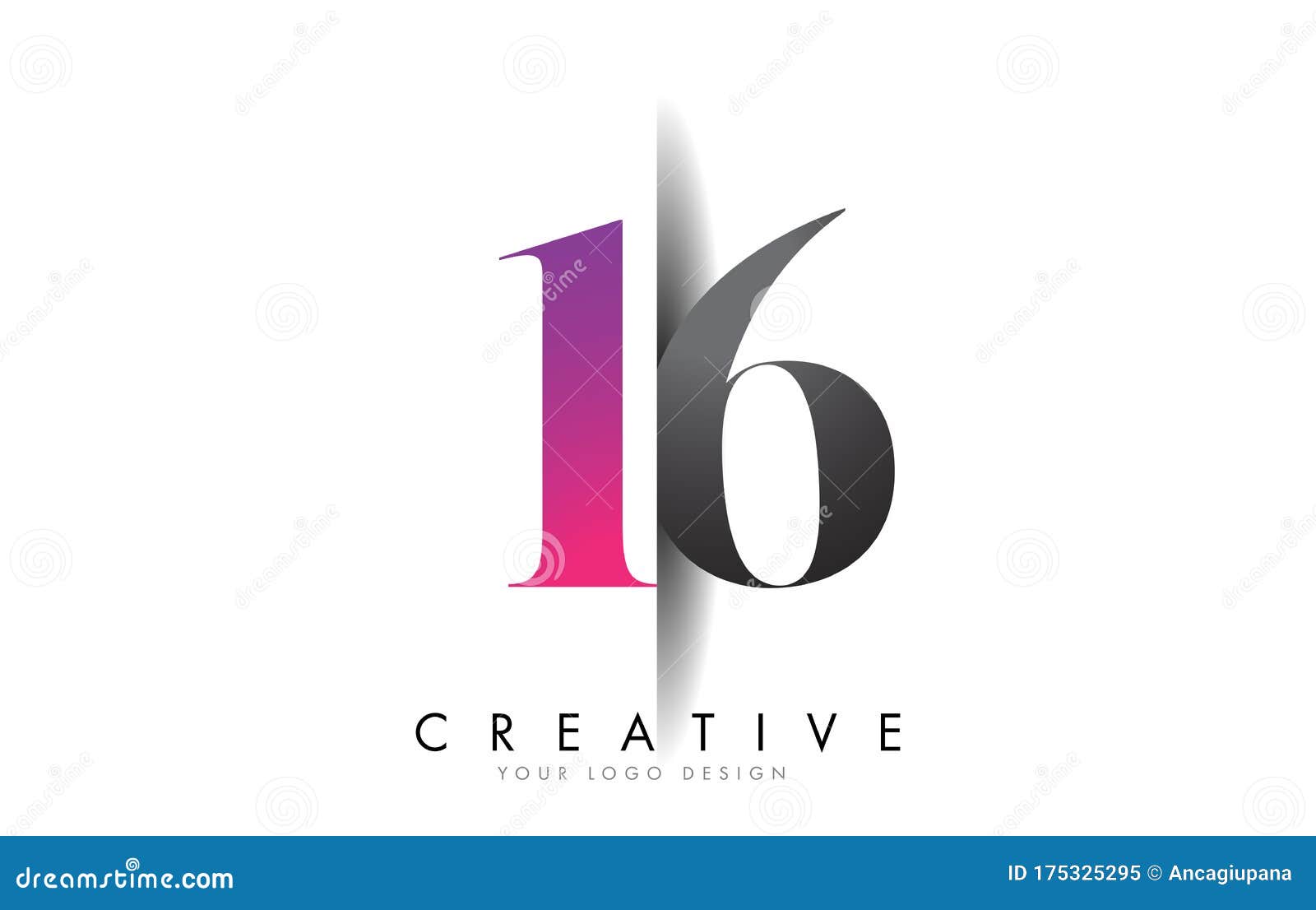 16 1 6 Number Logo with Creative Shadow Cut Design Stock Vector ...