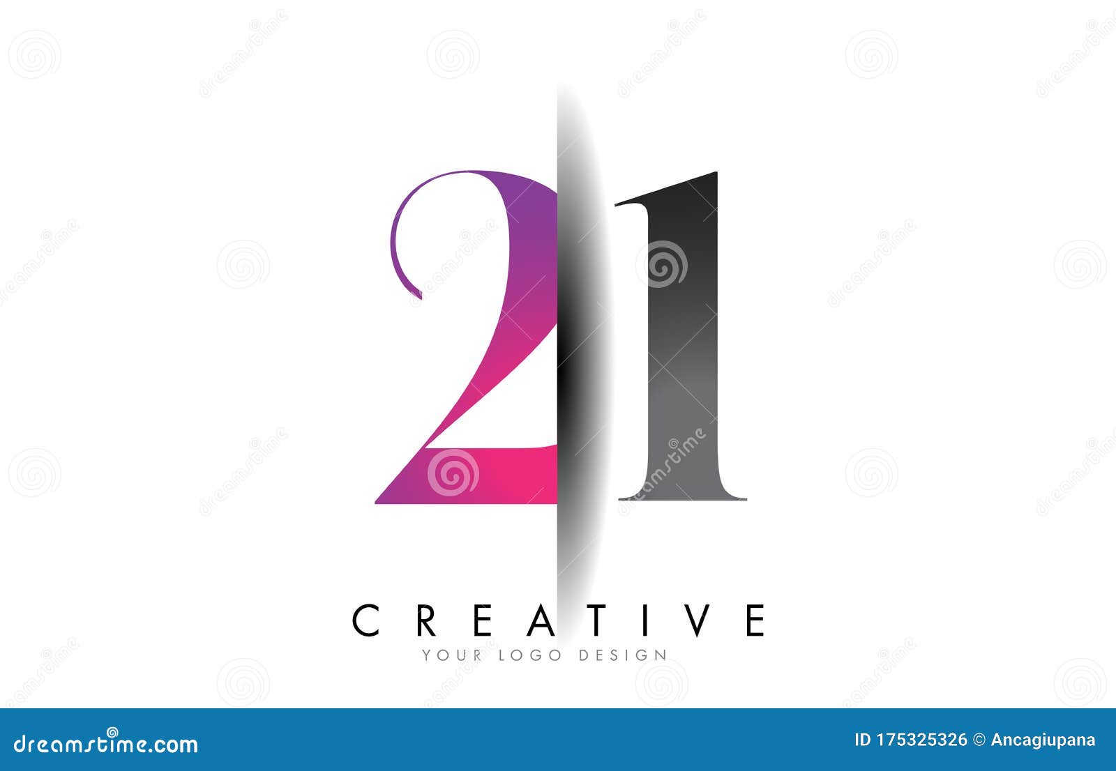 21 2 1 Number Logo with Creative Shadow Cut Design Stock Vector ...