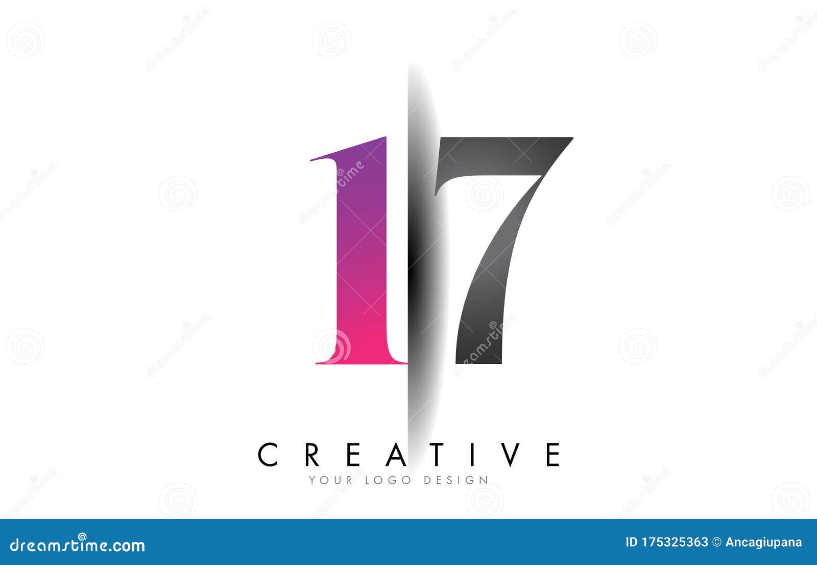 17 1 7 Number Logo with Creative Shadow Cut Design Stock Vector ...