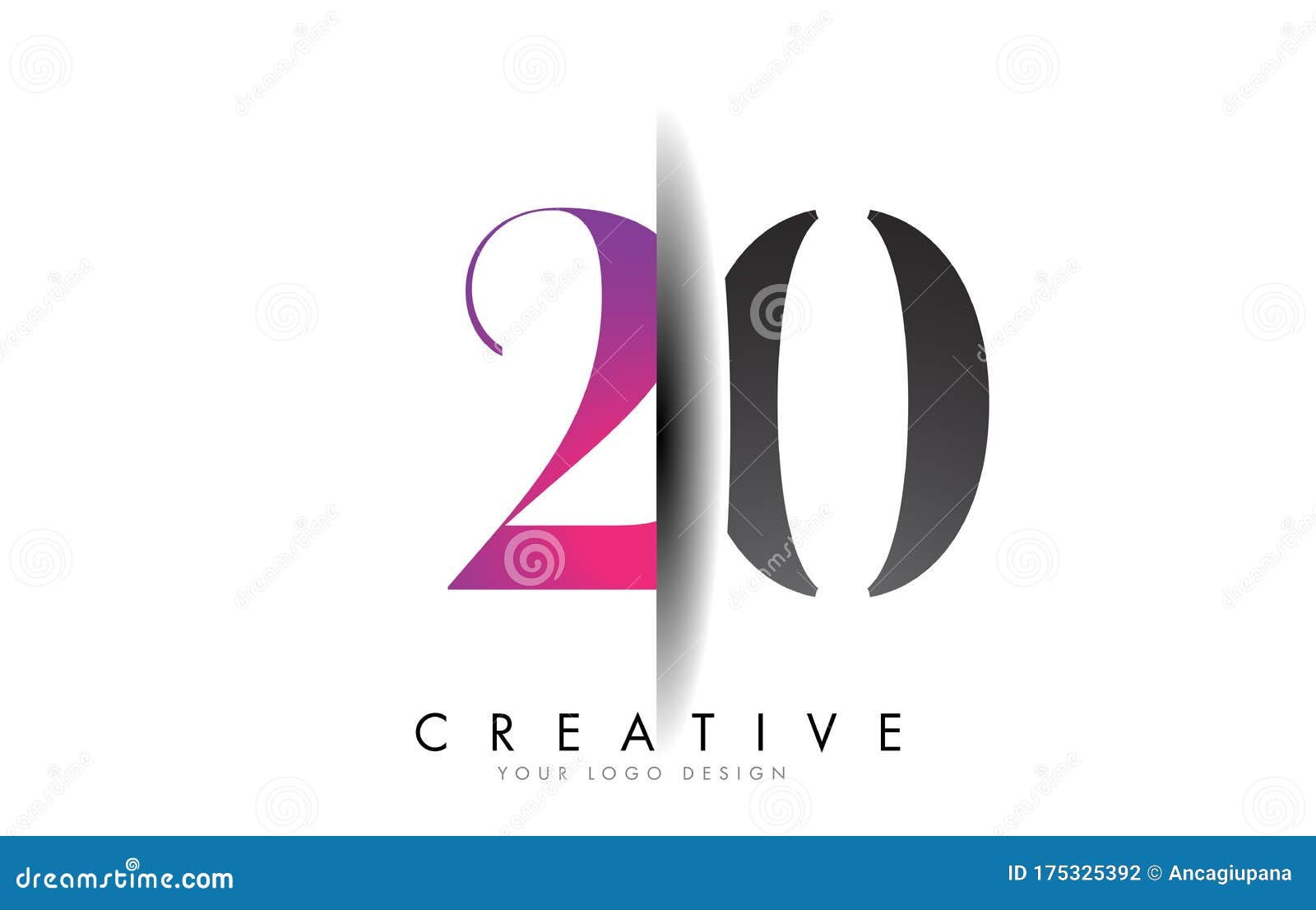 20 2 0 Number Logo with Creative Shadow Cut Design Stock Vector ...