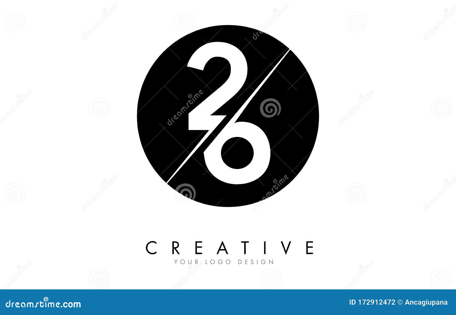26 2 6 Number Logo Design with a Creative Cut and Black Circle ...