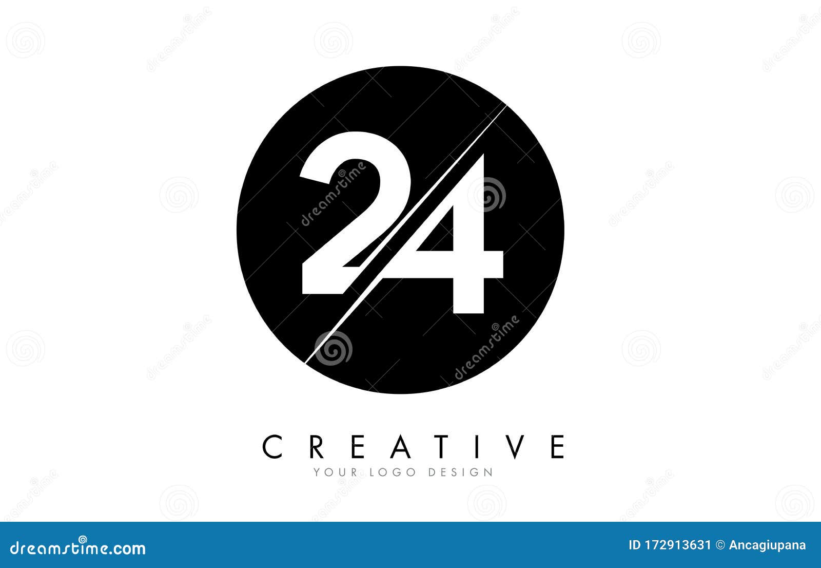 24 2 4 Number Logo Design with a Creative Cut and Black Circle ...