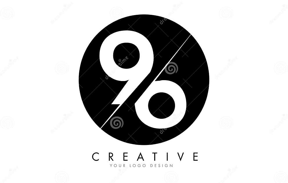 96 9 6 Number Logo Design with a Creative Cut and Black Circle ...