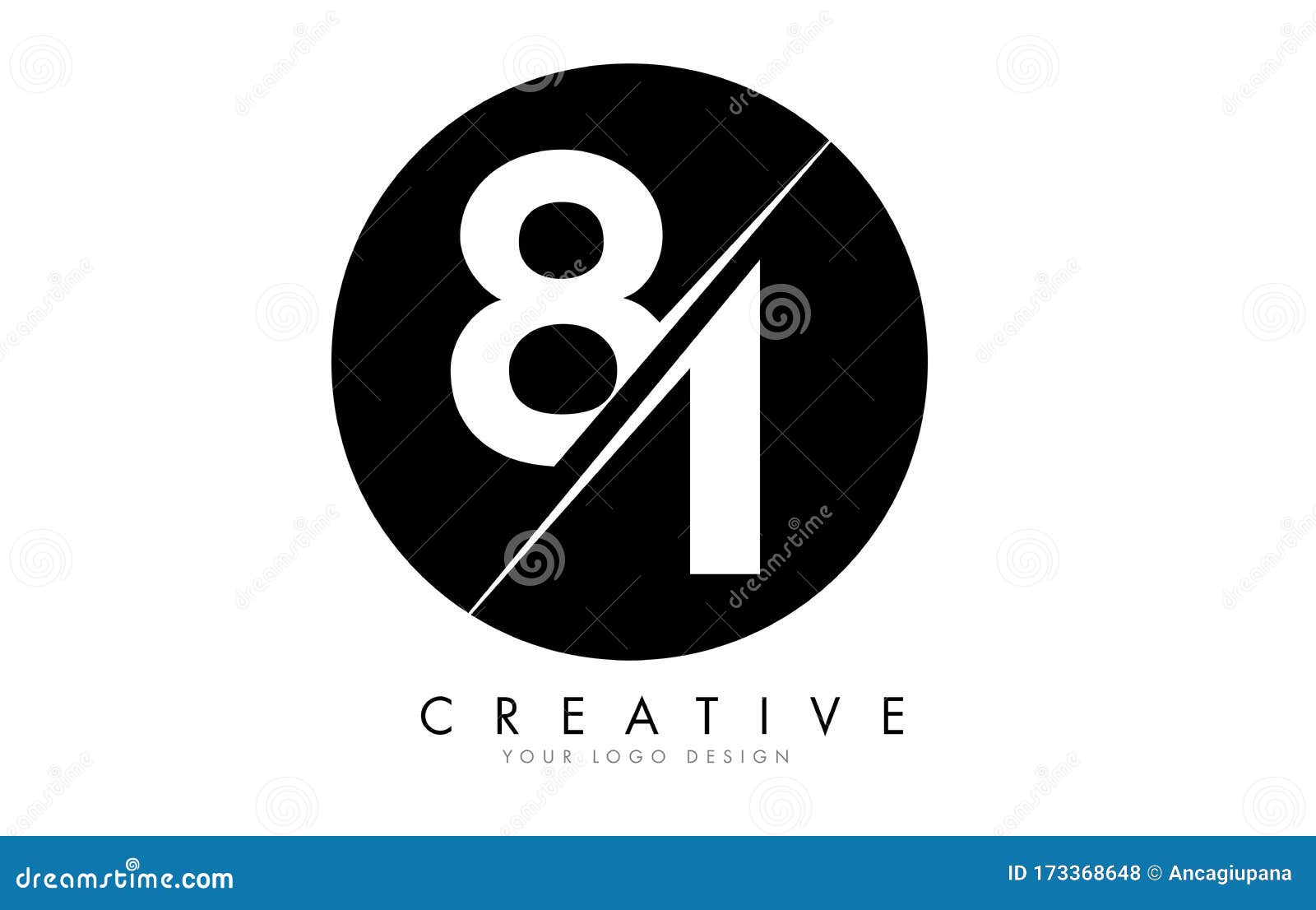 81 8 1 Number Logo Design with a Creative Cut and Black Circle ...