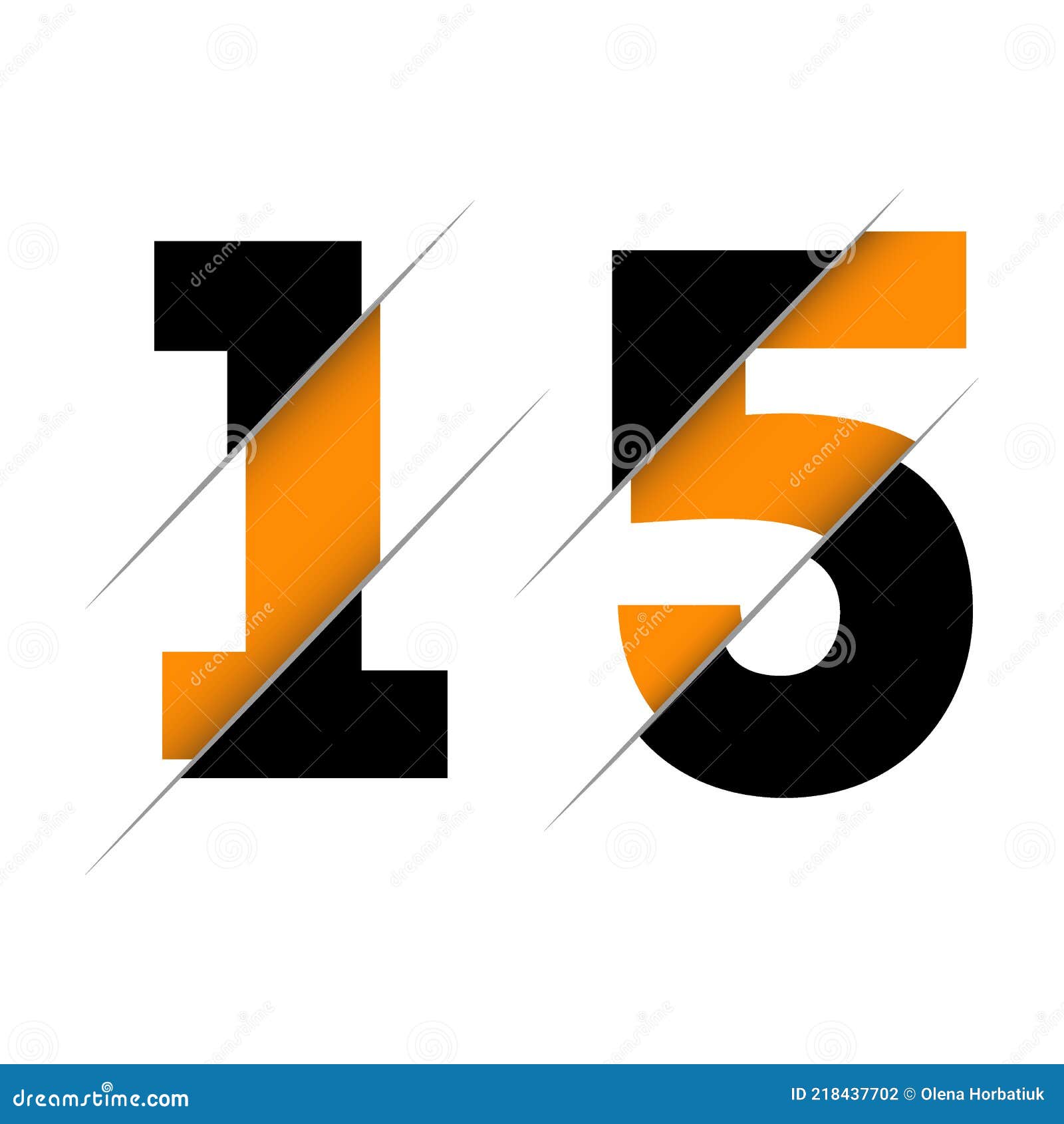 15 1 5 Number Logo Design with a Creative Cut and Black Circle ...