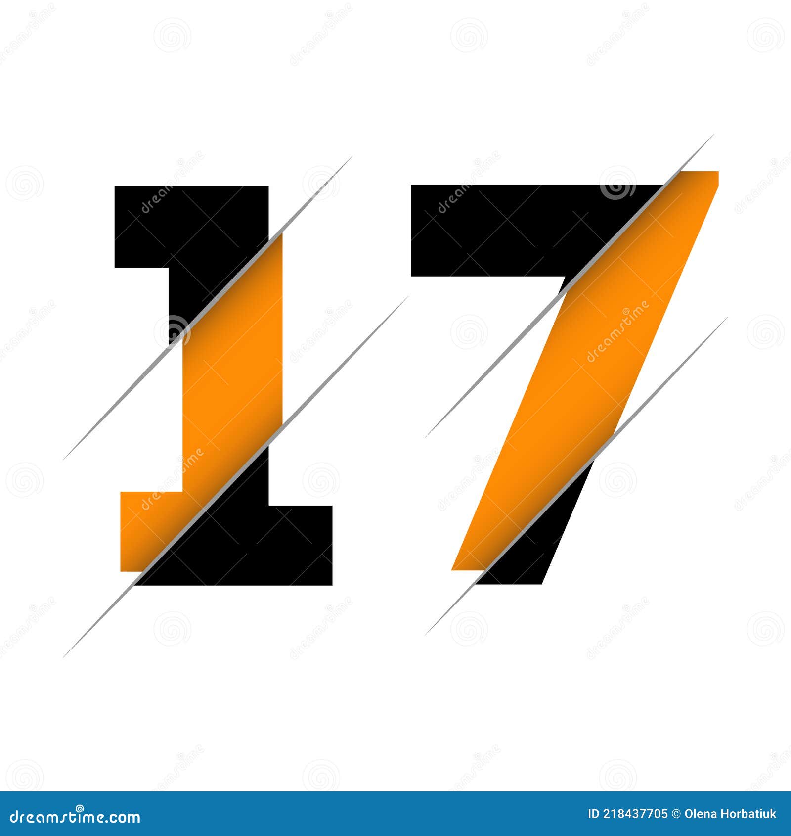 17 1 7 Number Logo Design with a Creative Cut and Black Circle ...