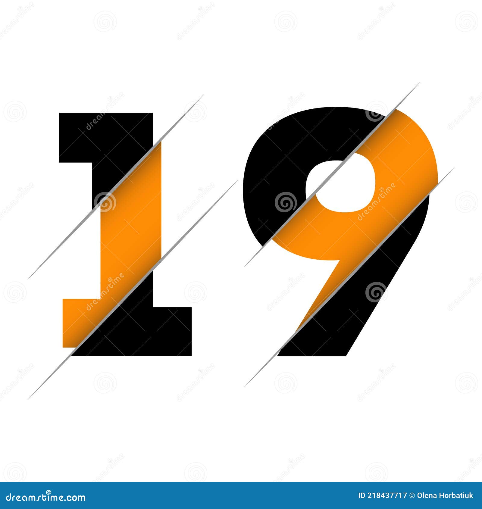 19 1 9 Number Logo Design with a Creative Cut and Black Circle ...
