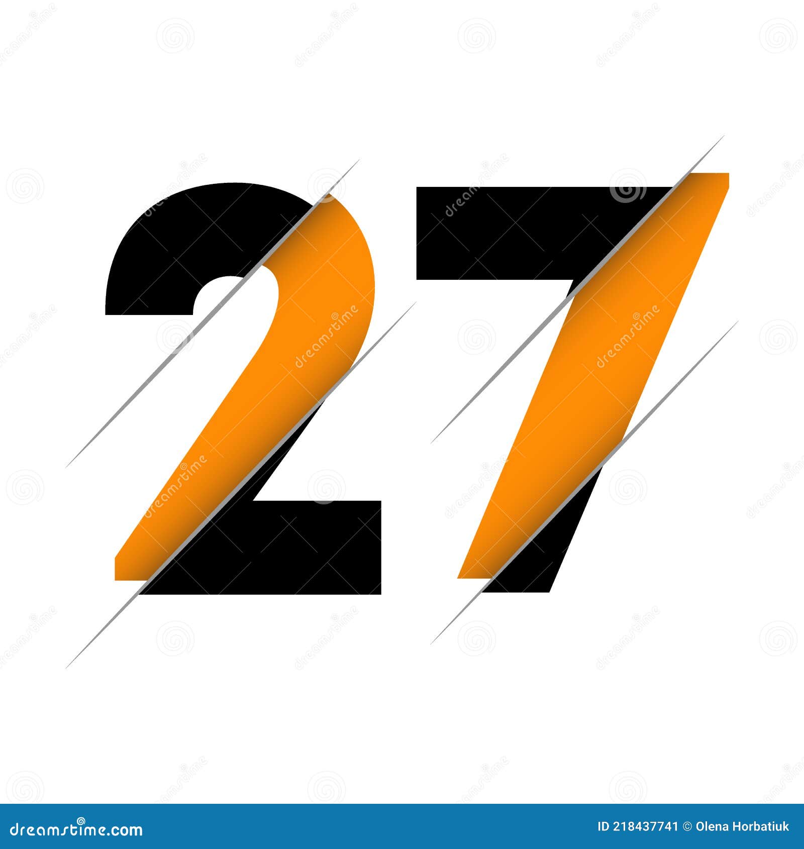 27 2 7 Number Logo Design with a Creative Cut and Black Circle ...