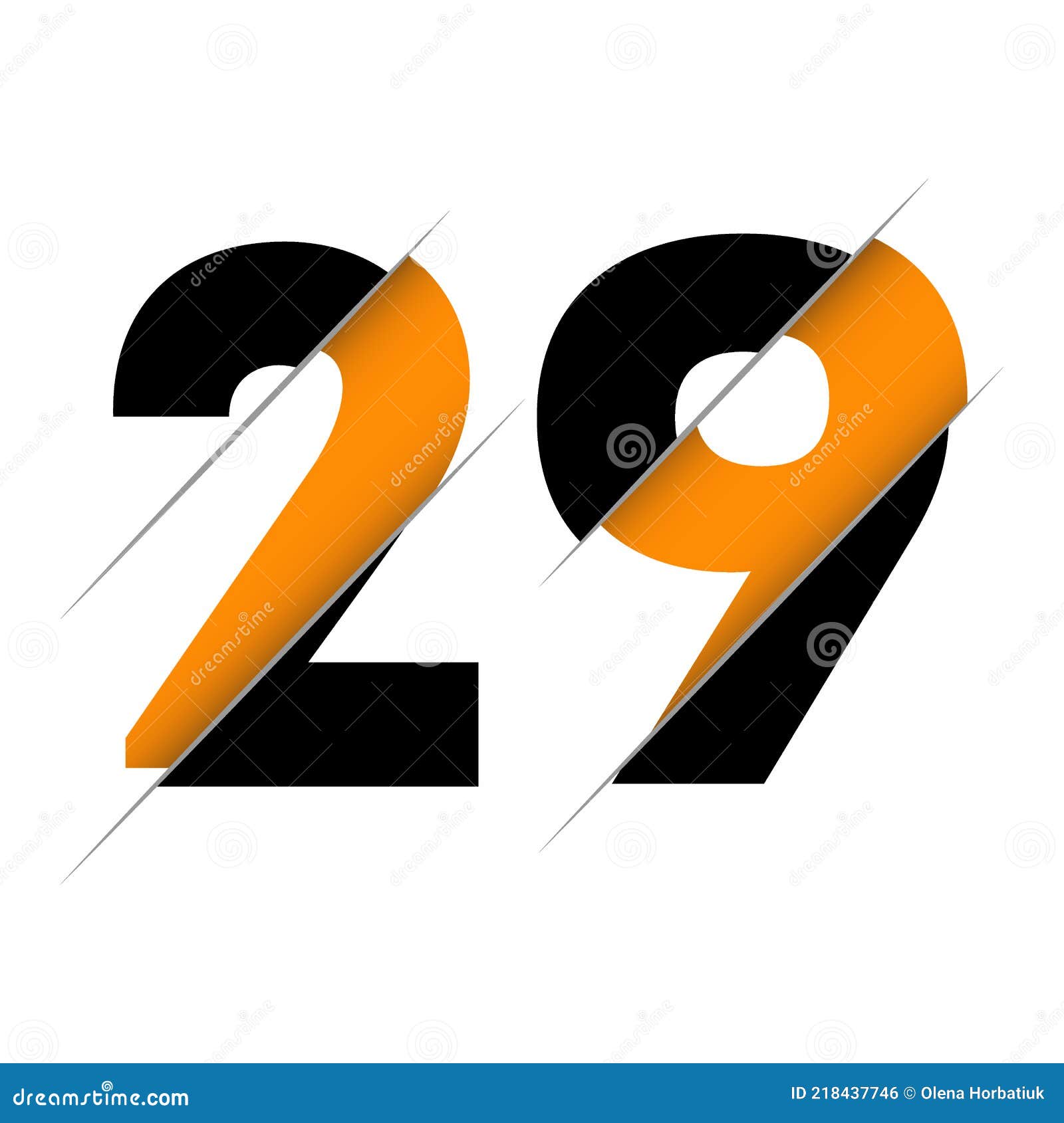 29 2 9 Number Logo Design with a Creative Cut and Black Circle ...
