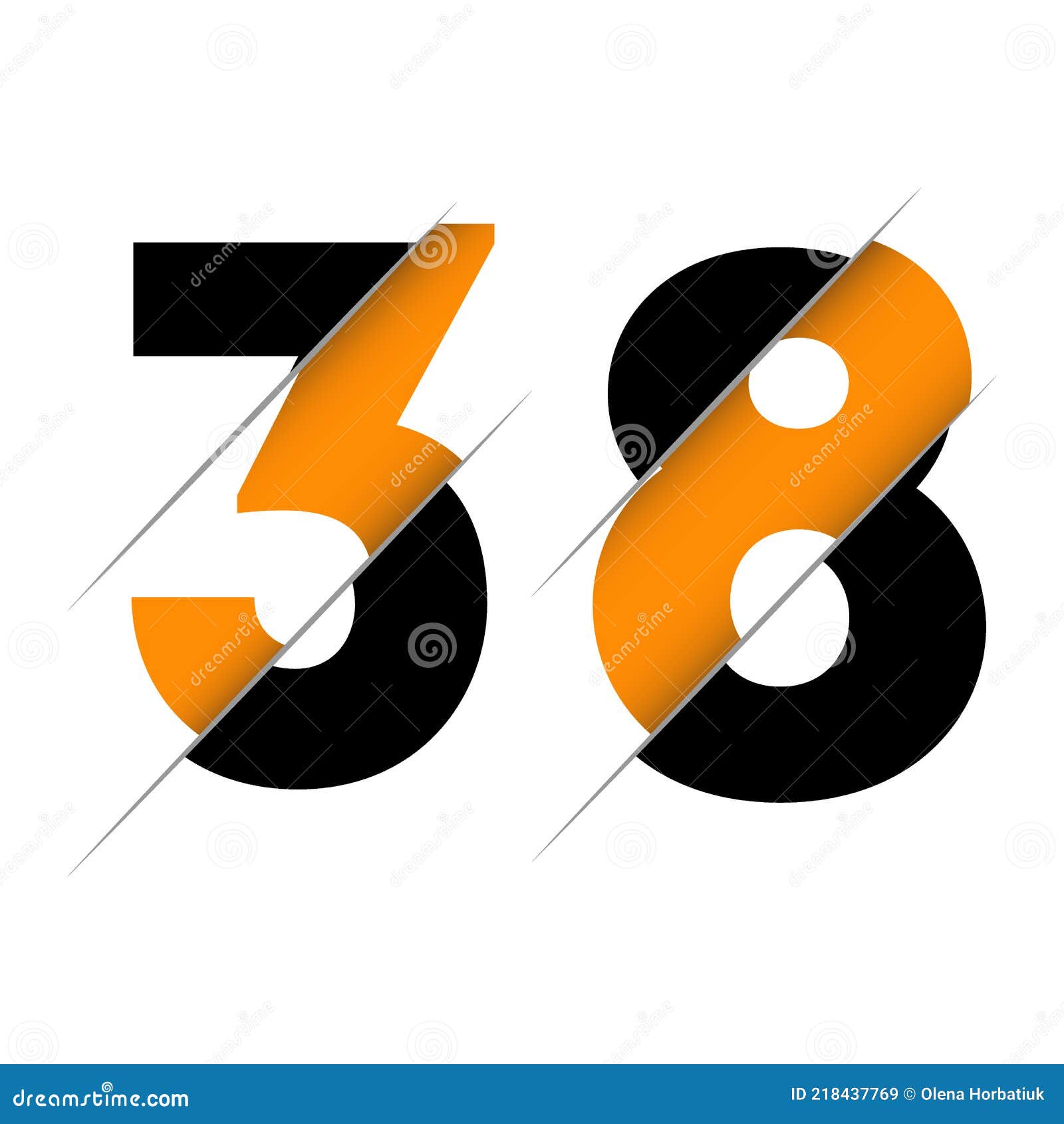 38 3 8 Number Logo Design with a Creative Cut and Black Circle ...