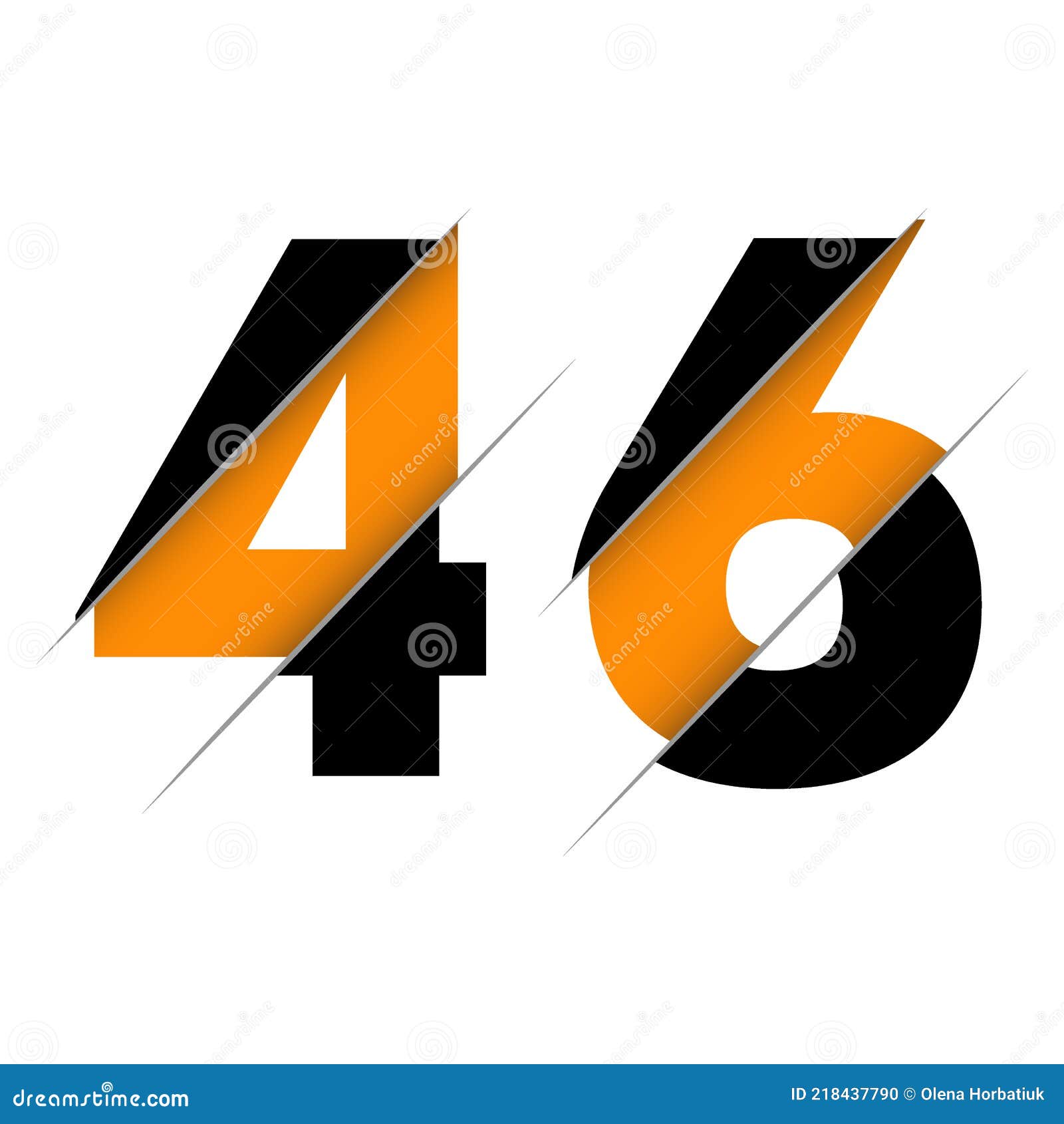 46 4 6 Number Logo Design with a Creative Cut and Black Circle ...