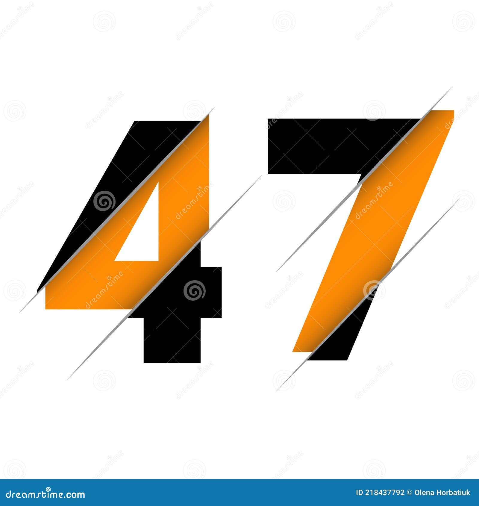 47 4 7 Number Logo Design with a Creative Cut and Black Circle ...