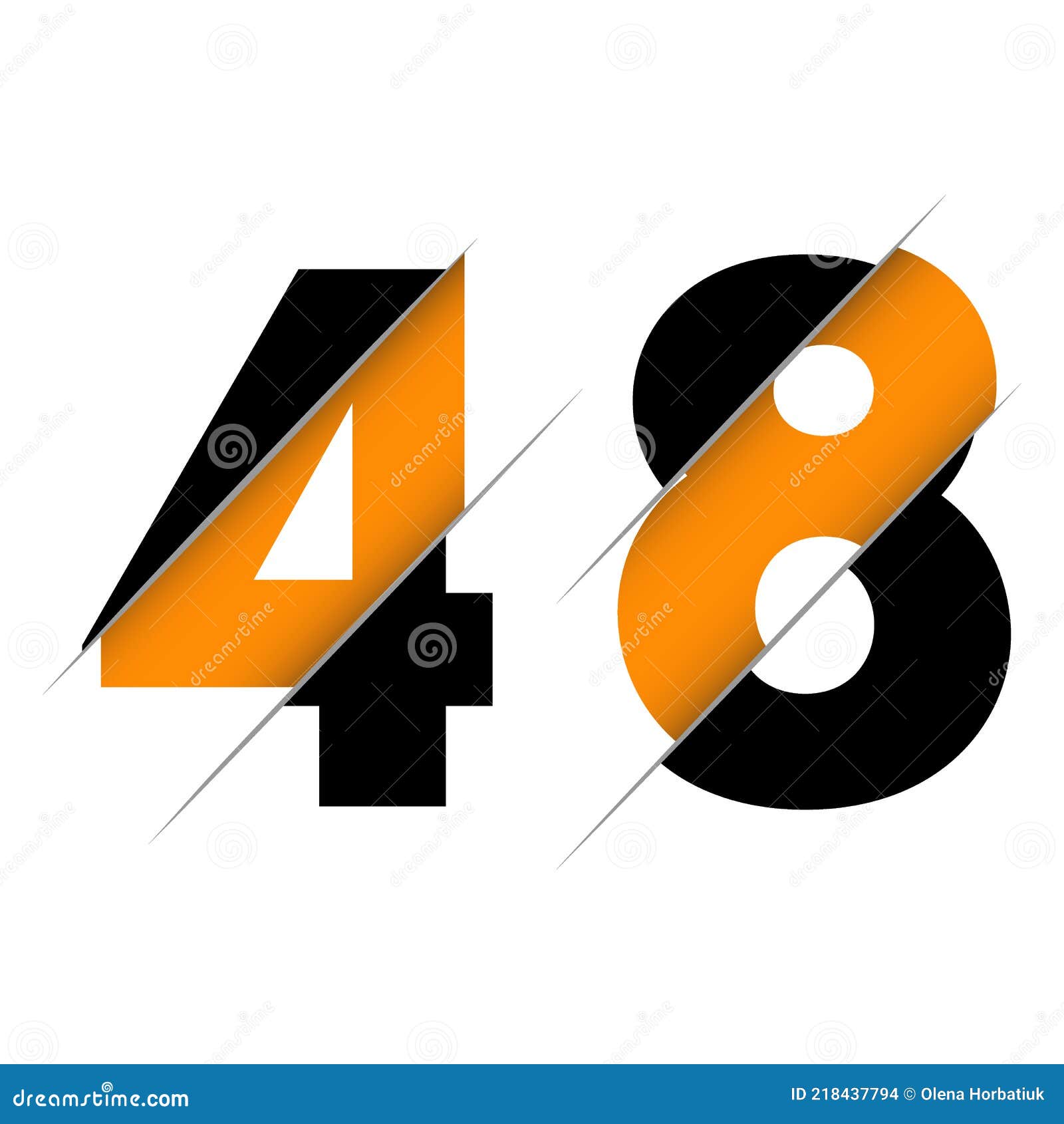 48 4 8 Number Logo Design with a Creative Cut and Black Circle ...