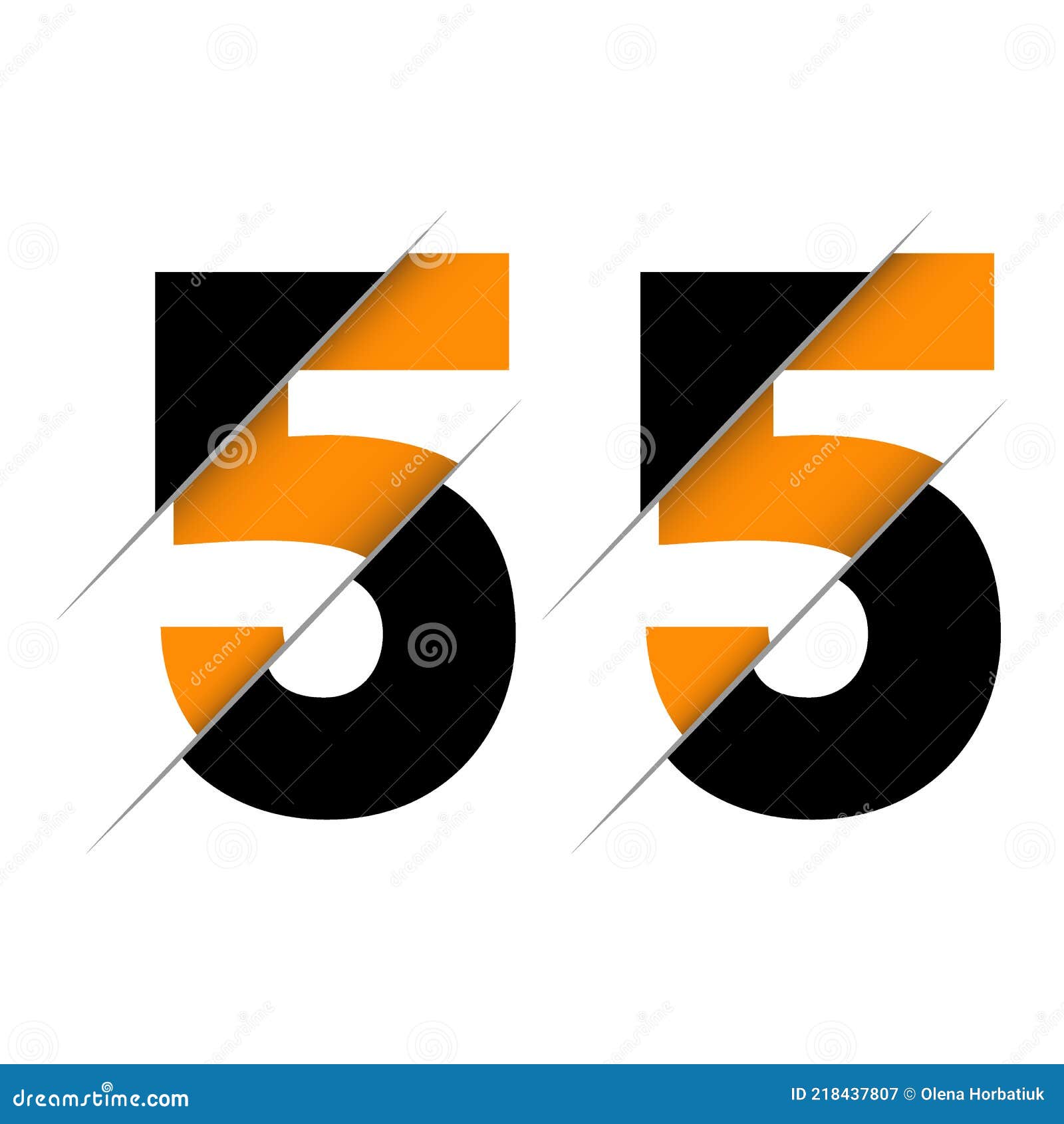 55 5 Number Logo Design with a Creative Cut and Black Circle Background ...
