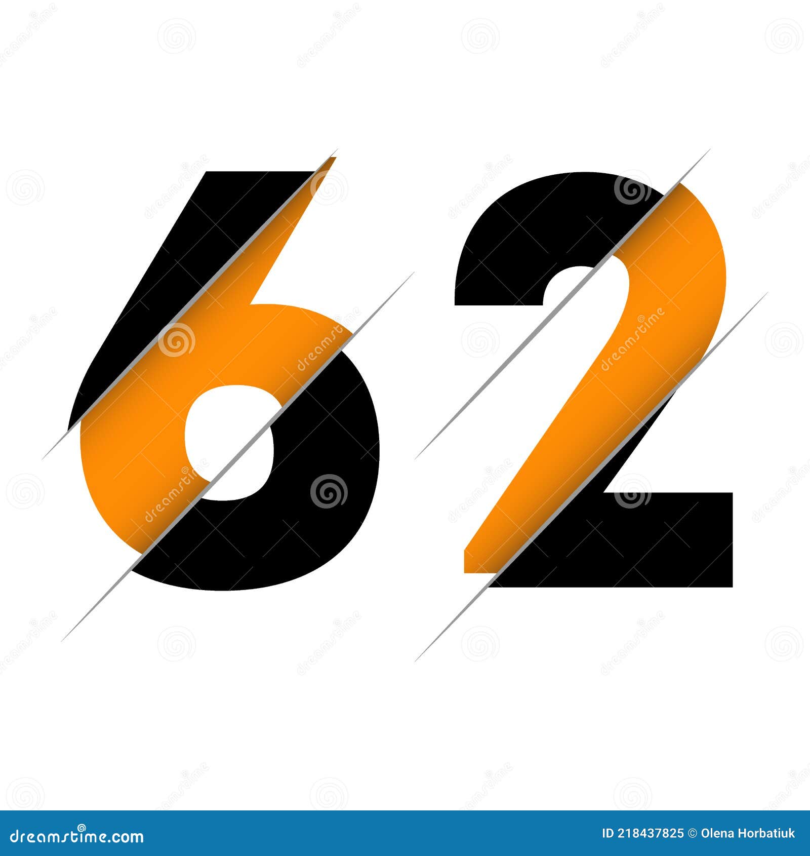 62 6 2 Number Logo Design with a Creative Cut and Black Circle ...