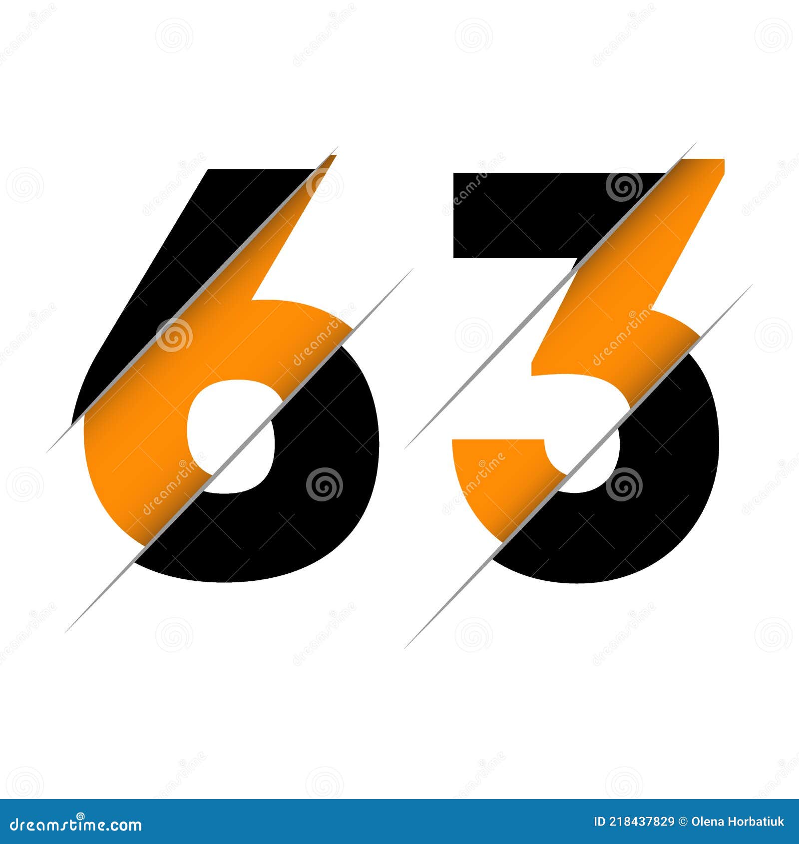 63 6 3 Number Logo Design with a Creative Cut and Black Circle ...