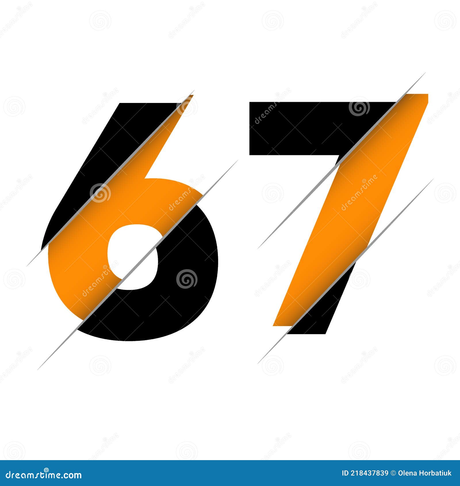67 6 7 Number Logo Design with a Creative Cut and Black Circle ...