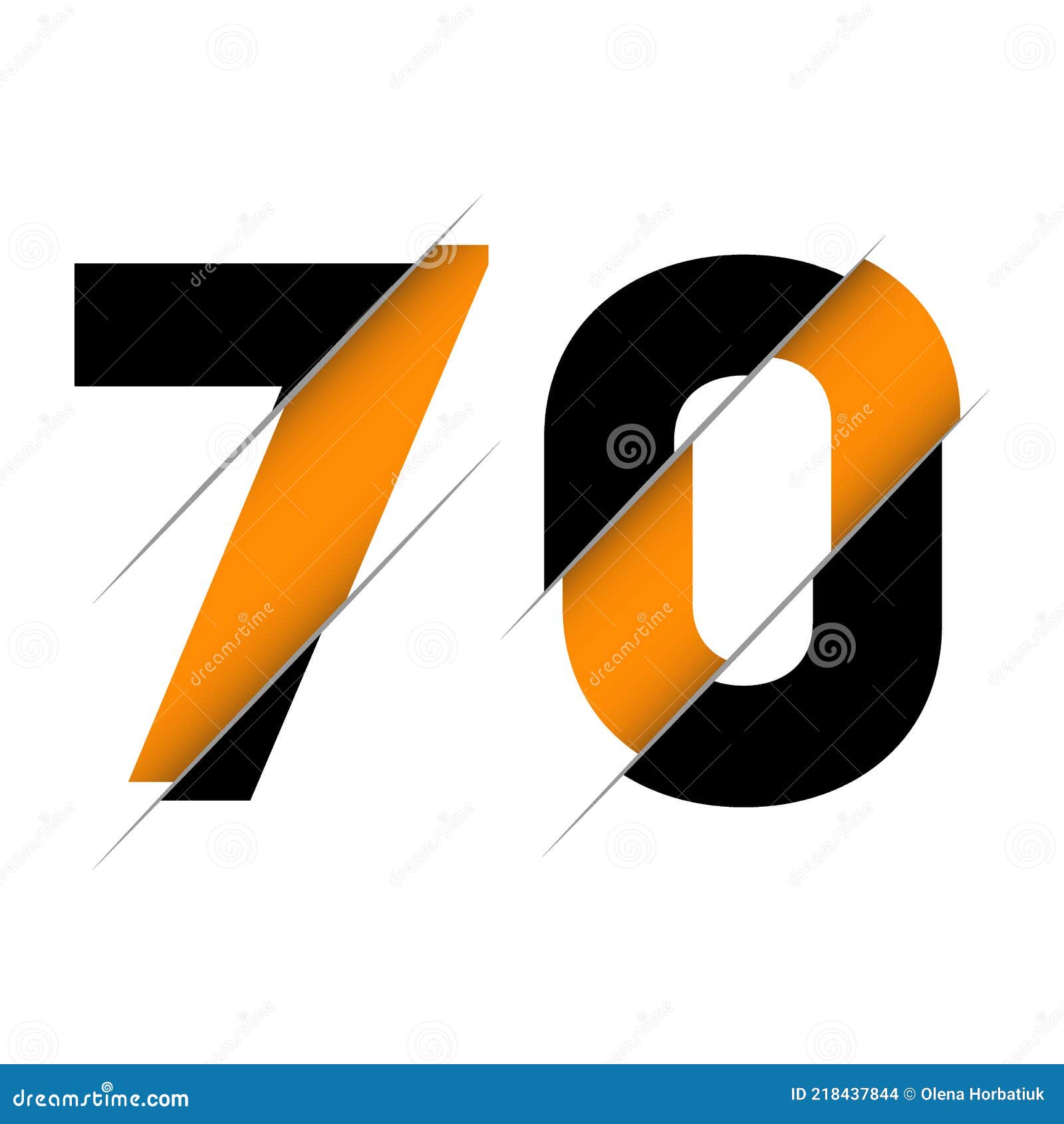 70 7 0 Number Logo Design with a Creative Cut and Black Circle ...