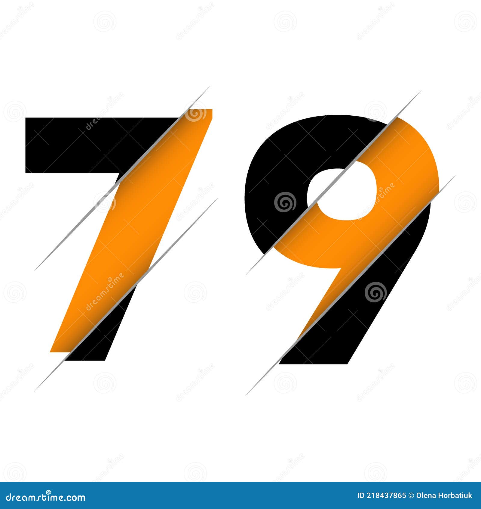 79 7 9 Number Logo Design with a Creative Cut and Black Circle ...