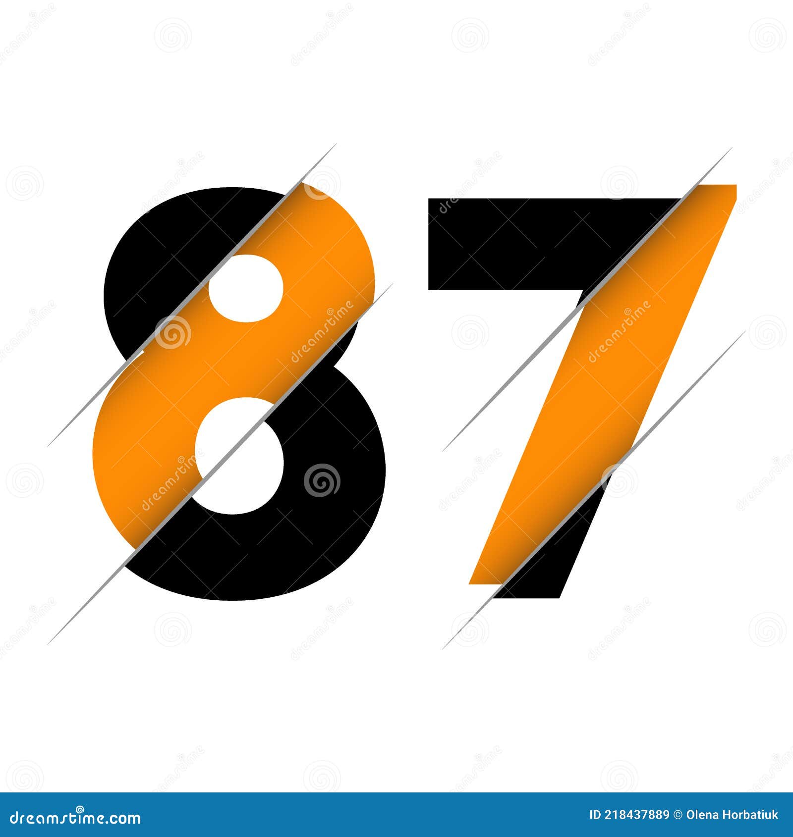 87 8 7 Number Logo Design with a Creative Cut and Black Circle ...
