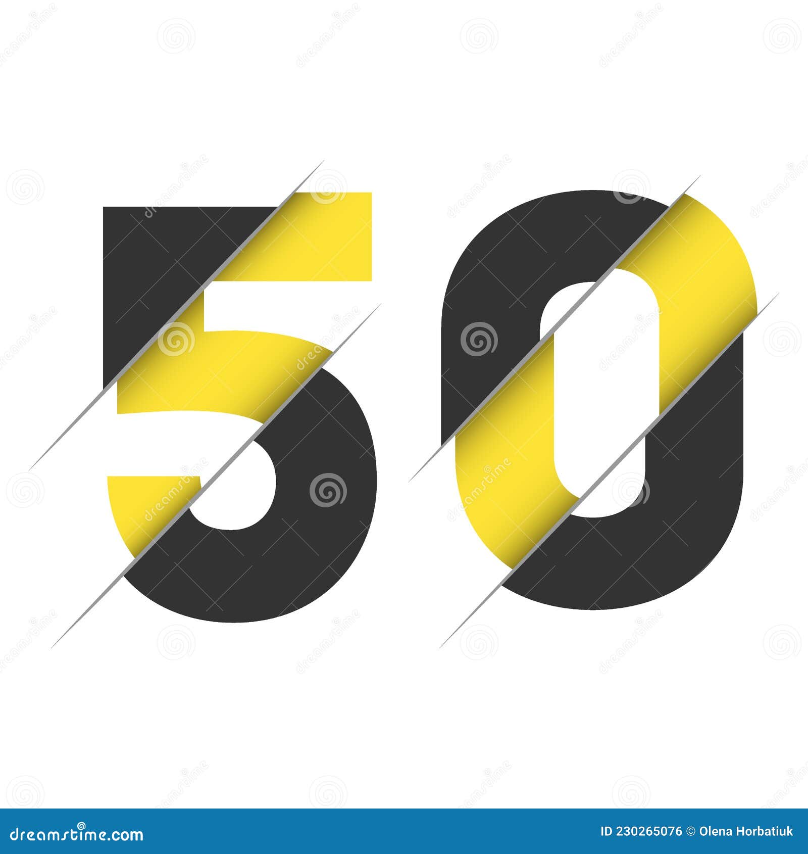 50 5 0 Number Logo Design with a Creative Cut and Black Circle ...