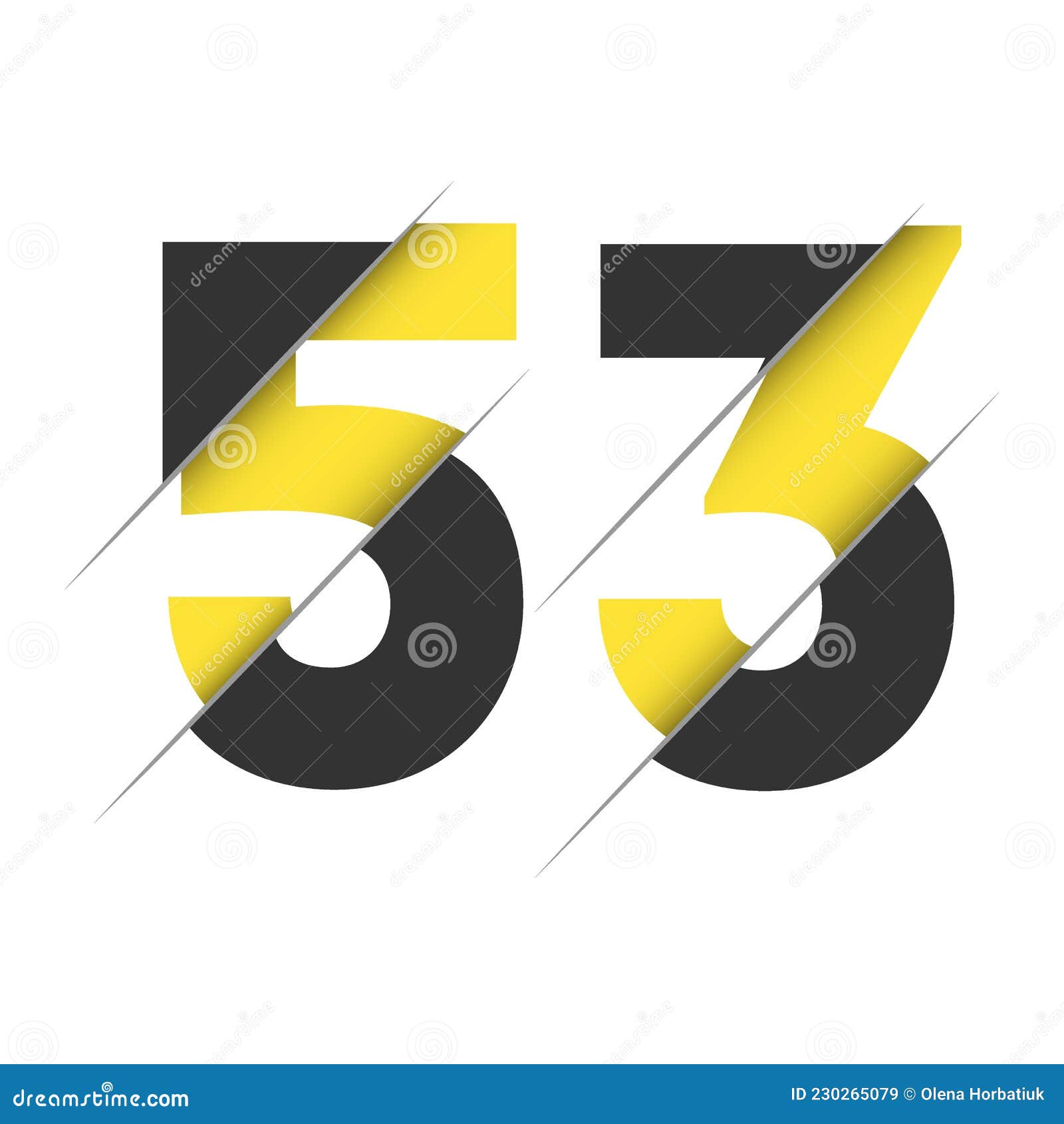 53 5 3 Number Logo Design with a Creative Cut and Black Circle ...