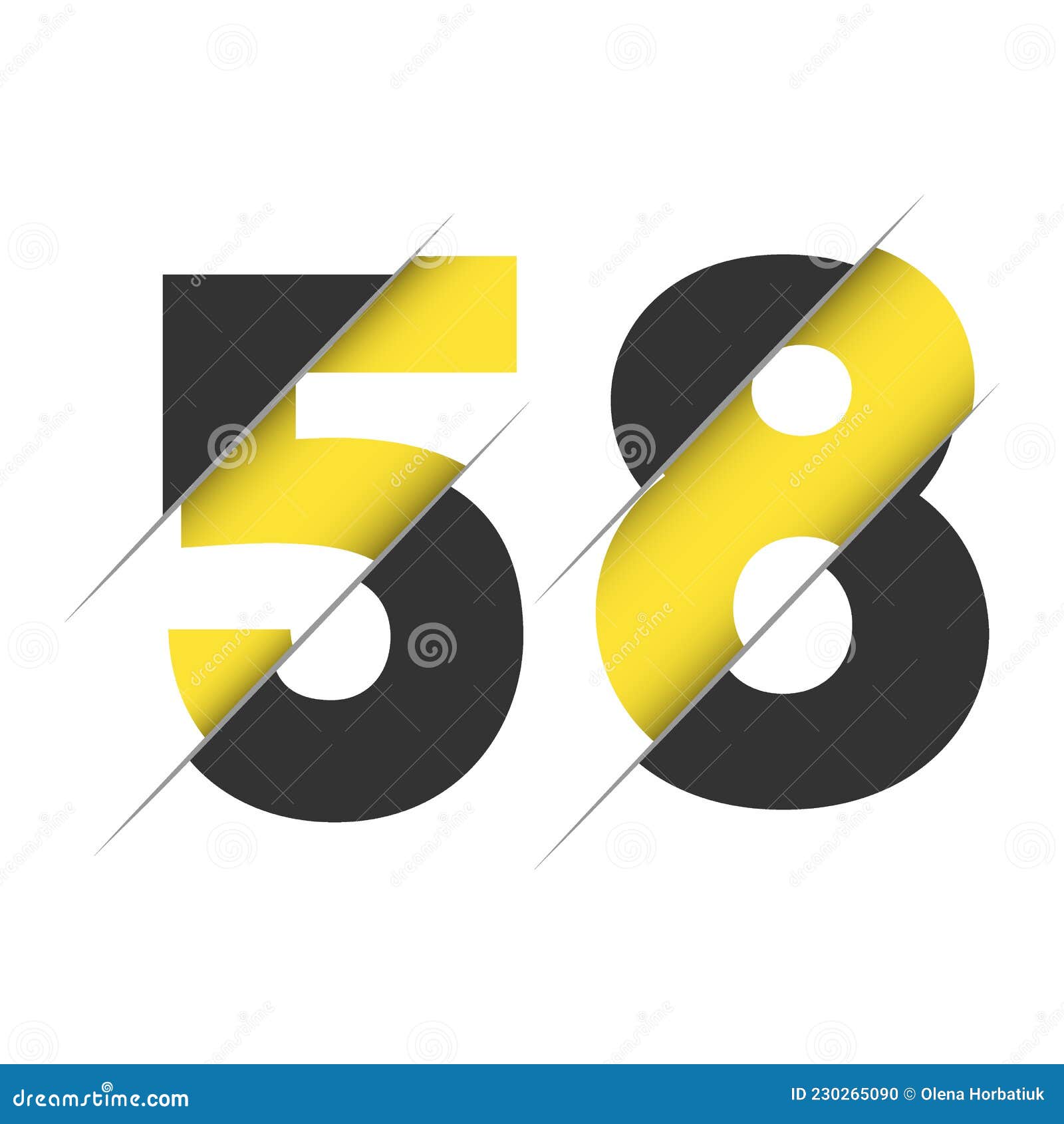 58 5 8 Number Logo Design with a Creative Cut and Black Circle ...