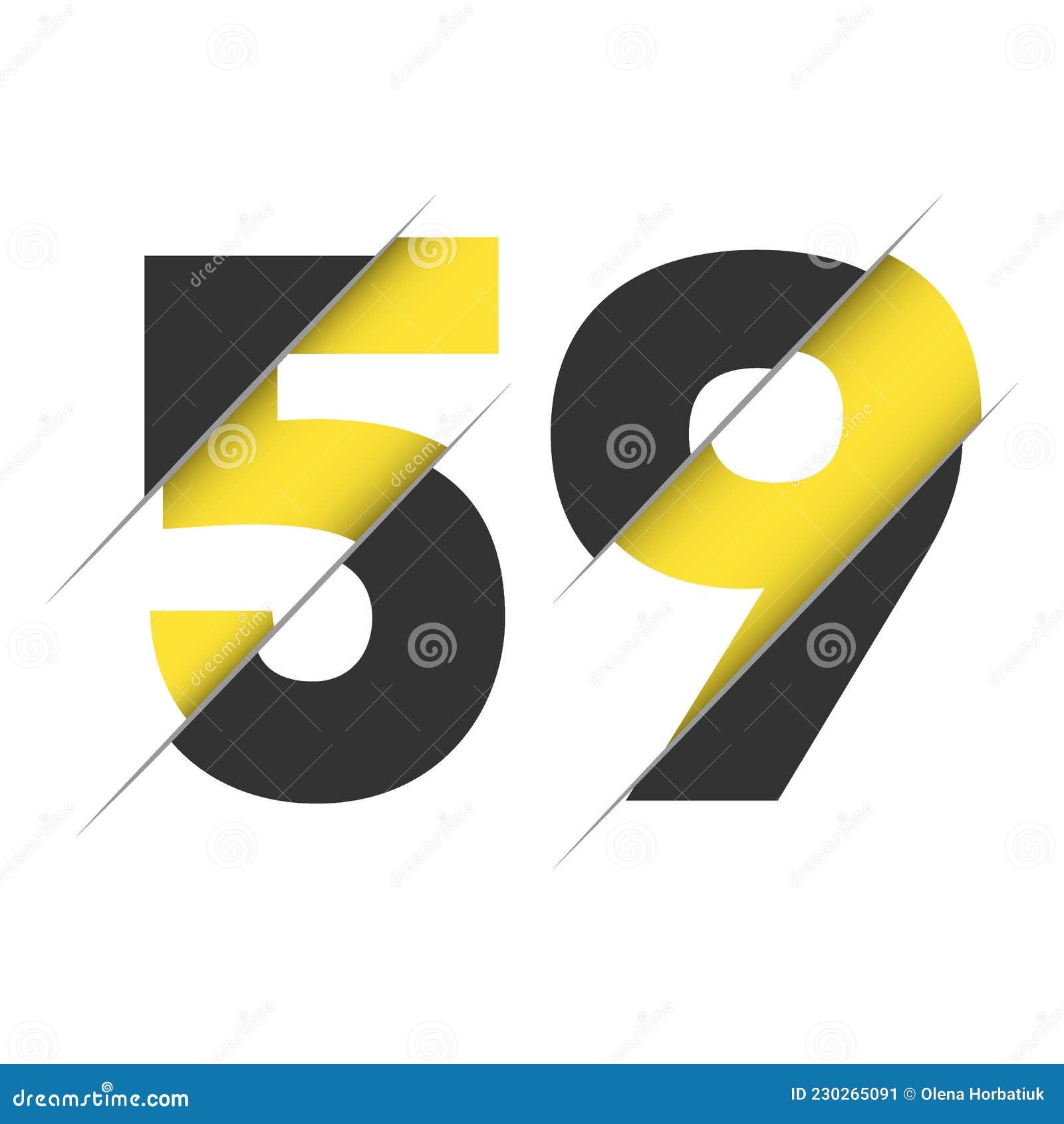 59 5 9 Number Logo Design with a Creative Cut and Black Circle ...