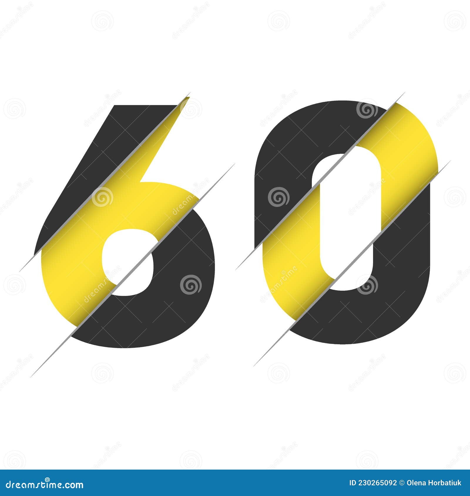 60 6 0 Number Logo Design with a Creative Cut and Black Circle ...