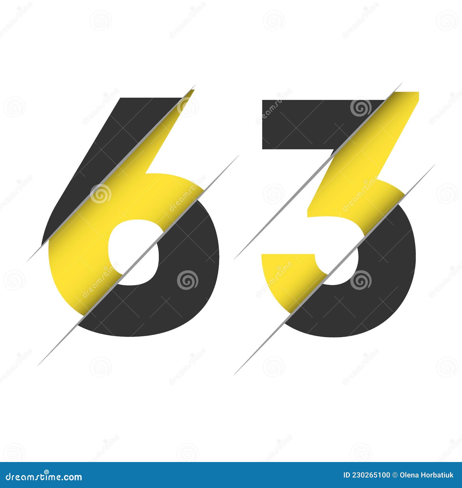 63 6 3 Number Logo Design with a Creative Cut and Black Circle ...